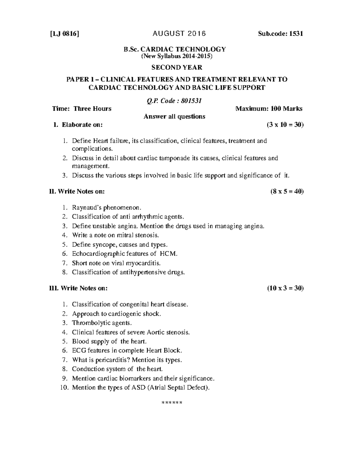 801531 LJ - Exam question pool - [LJ 0816] AU GU ST 2 0 1 6 Sub: 1531 B ...