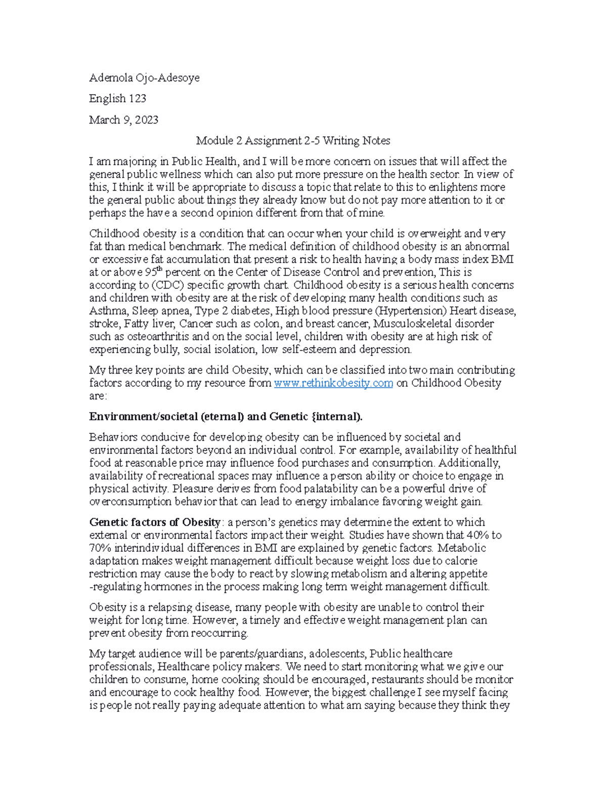 Eng 2-5 - assignment - Ademola Ojo-Adesoye English 123 March 9, 2023 ...