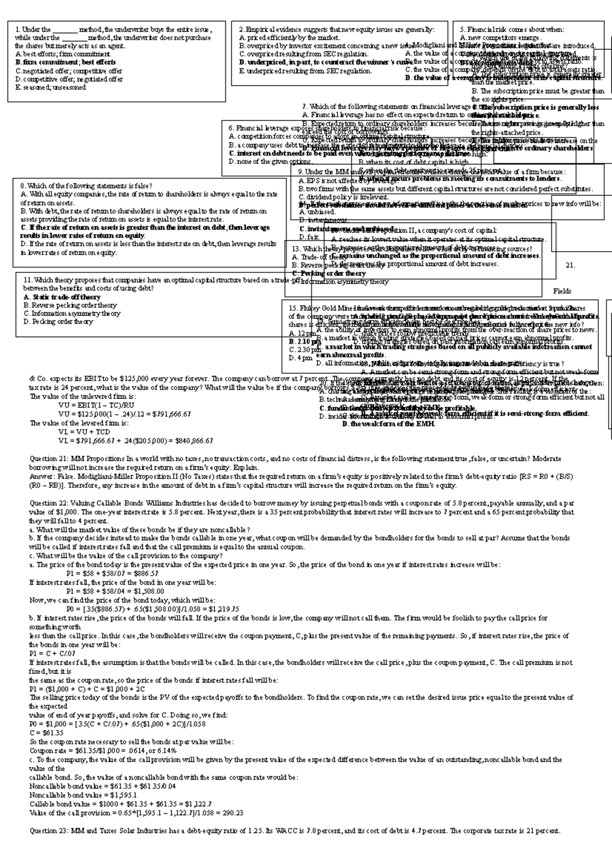 ACFI2080 Final EXAM - exam revision/cheat sheet - 21. Fields & Co ...
