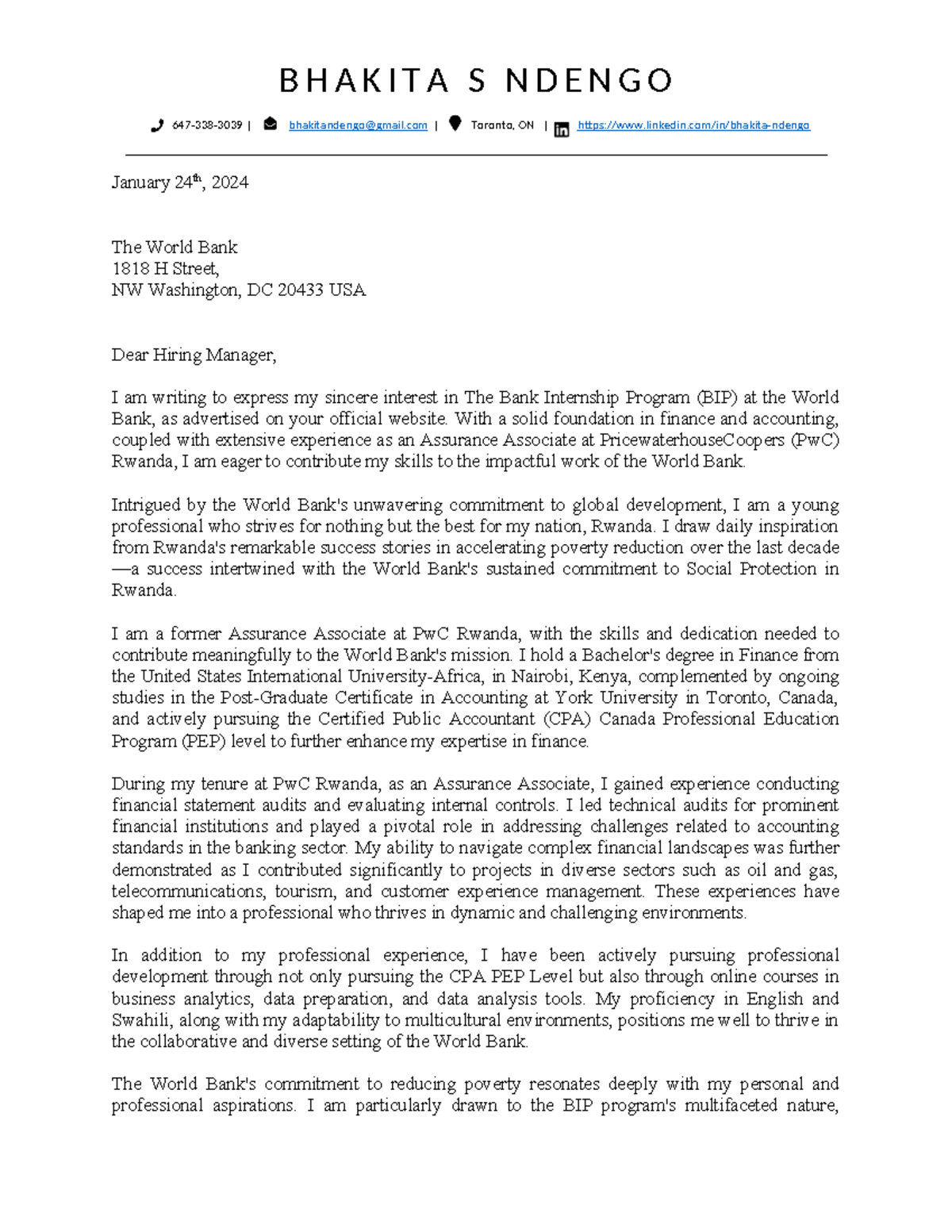 TRE Summer Internship Cover Letter Template - B H A K I T A S N D E N G ...