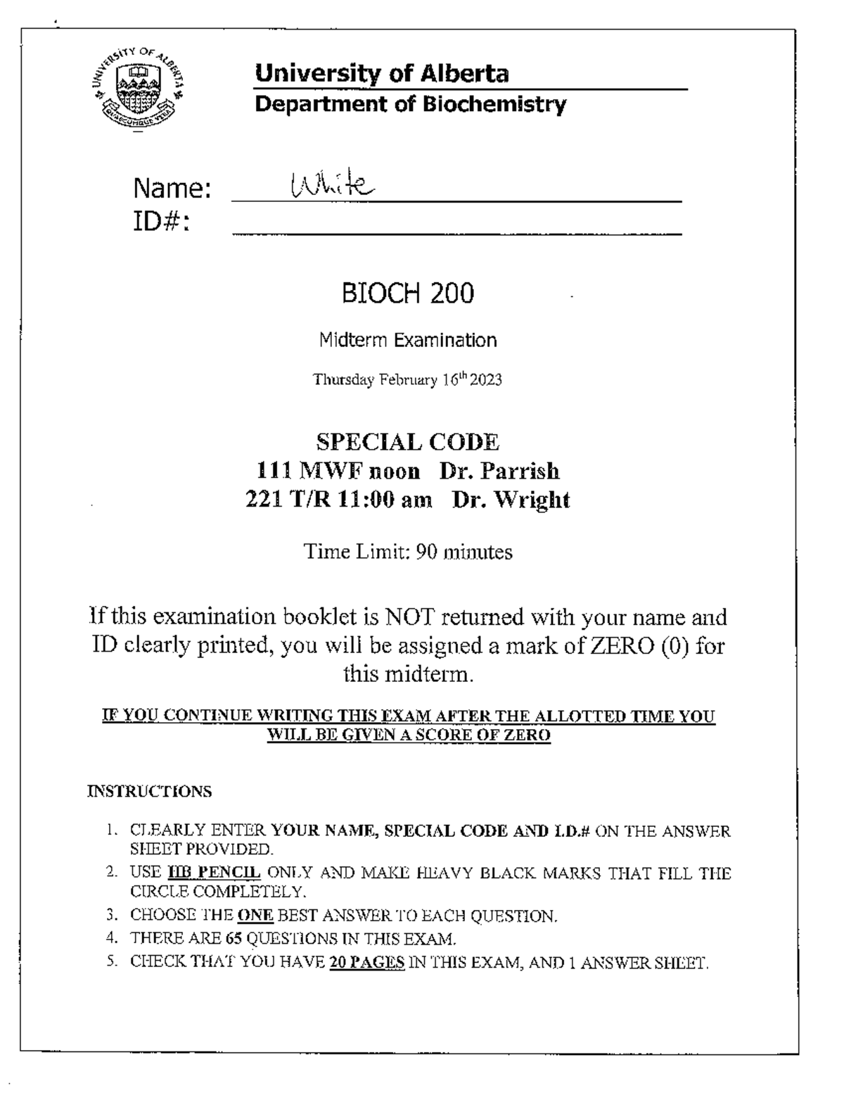 Bioch 200 MT W W2023 - Bioch200 - Studocu