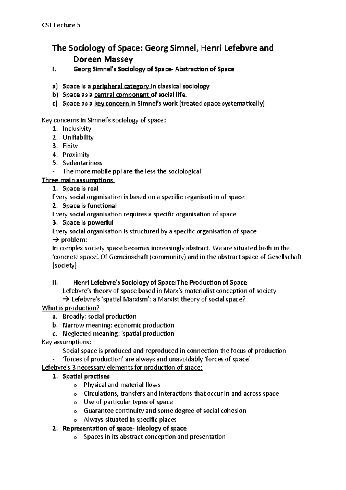 CST Lecture 5 - contemporary social theory - The Sociology of Space ...