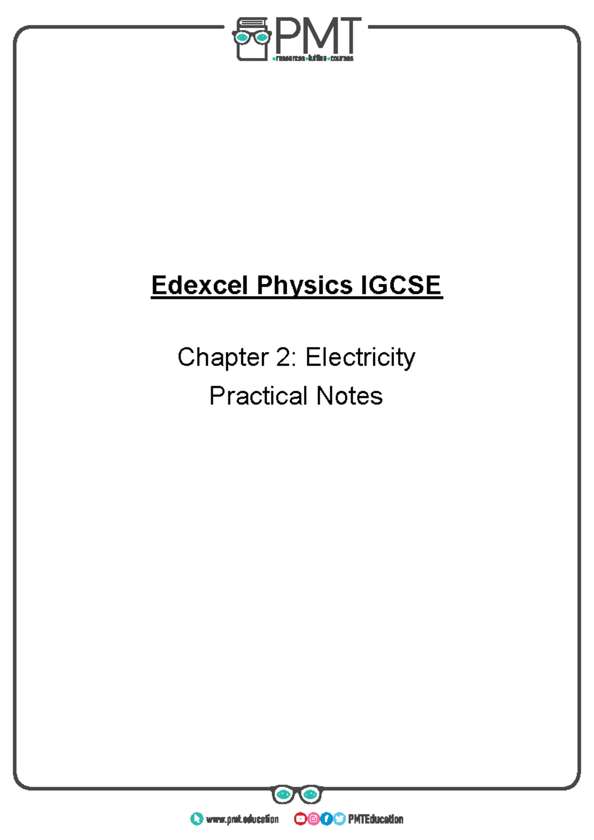Chemistry notes - Edexcel Physics IGCSE Chapter 2: Electricity ...