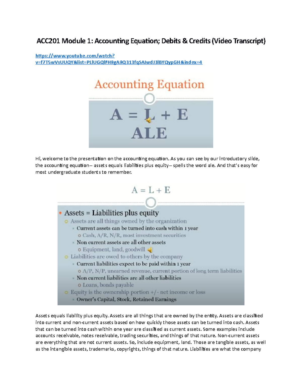 Accounting Equation Debits And Credits