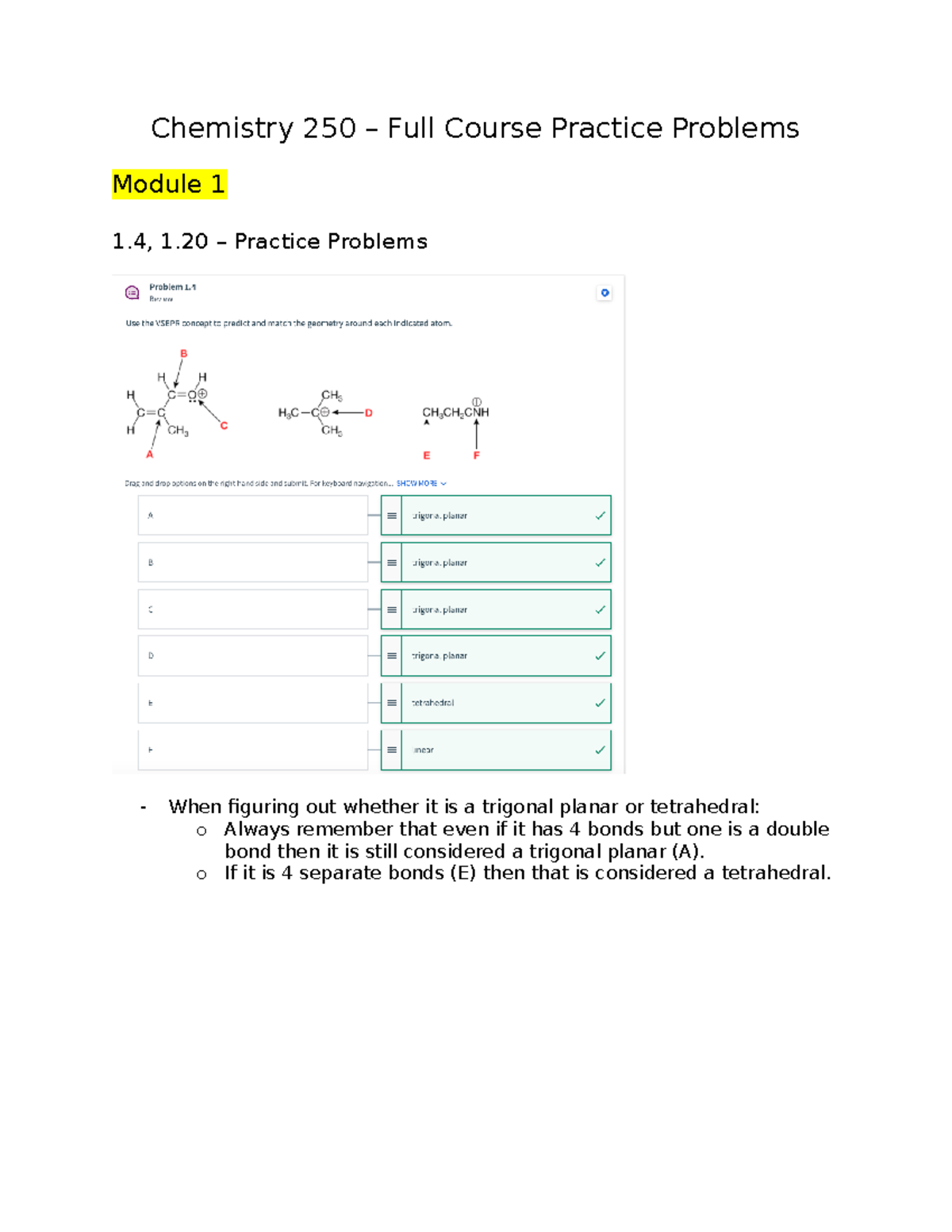 Chemistry 250 - Practice Problems - Chemistry 250 – Full Course ...