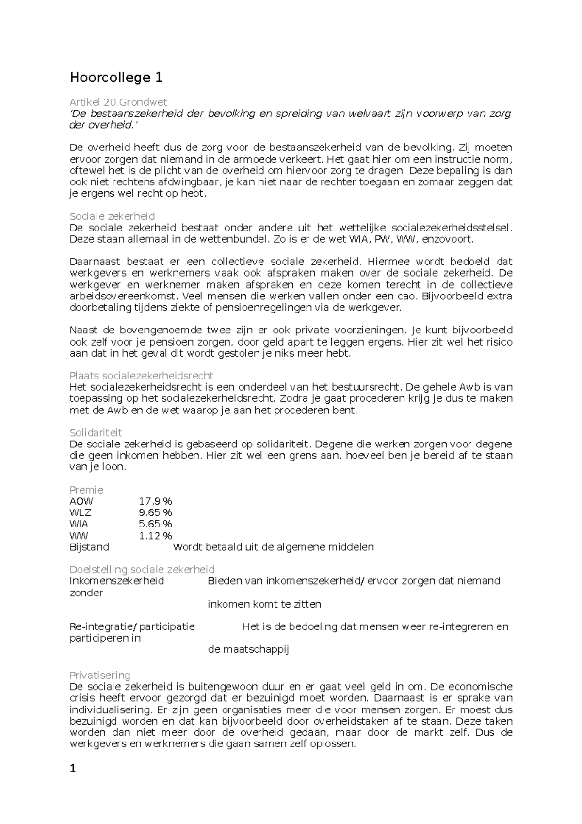 Webcolleges 2019 - Hoorcollege 1 Artikel 20 Grondwet ‘De ...