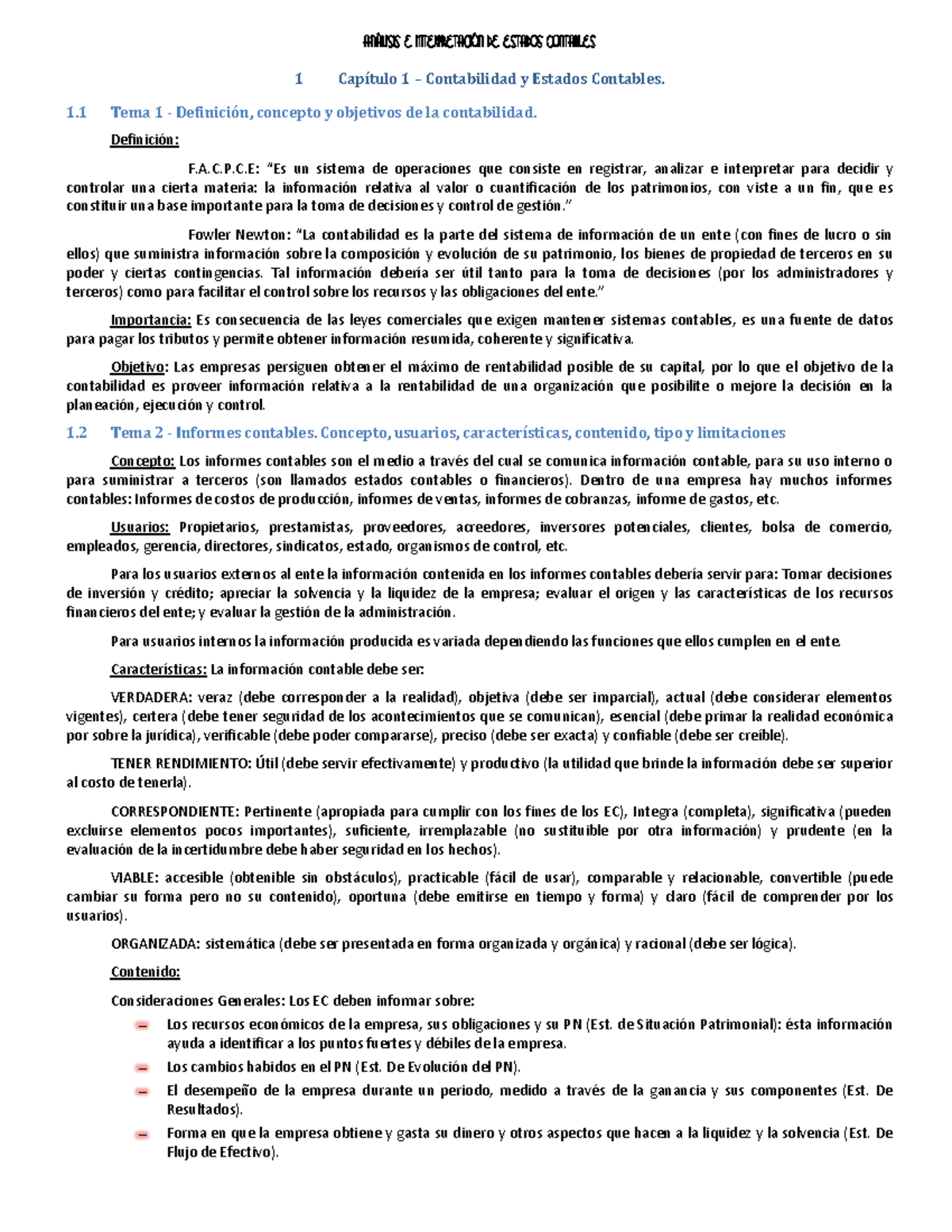Resumen Analisis EC - AN¡LISIS E INTERPRETACI”N DE ESTADOS CONTABLES 1 CapÌtulo 1 – Contabilidad ...