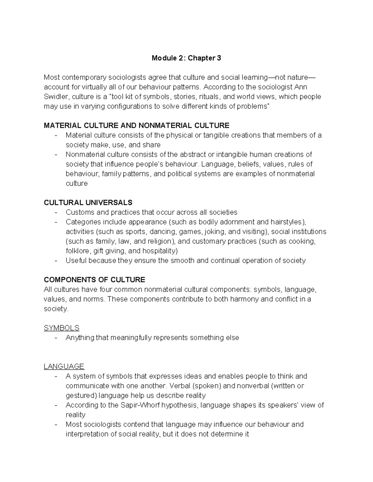 Sociology Notes - Module 2: Chapter 3 Most contemporary sociologists ...