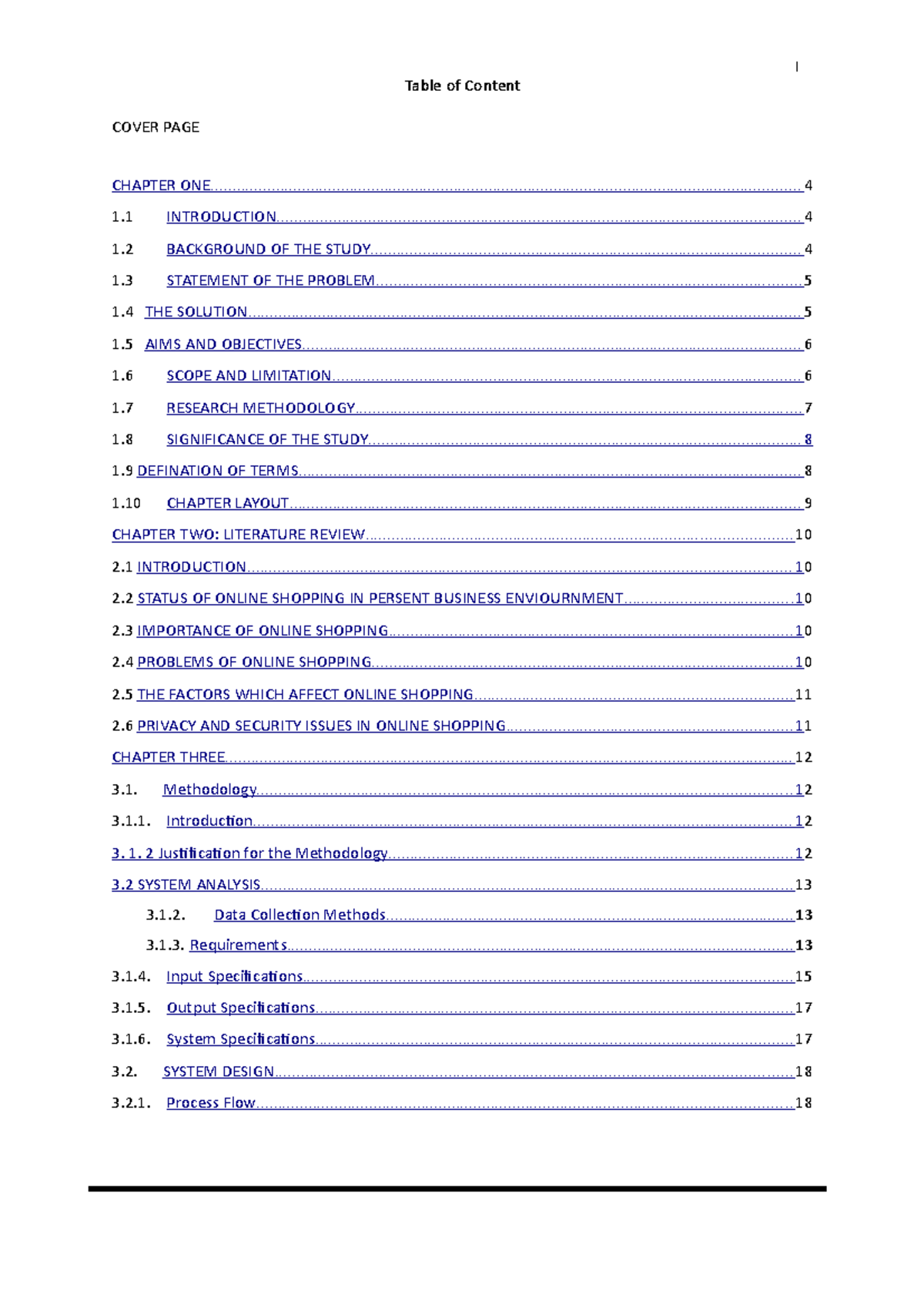 Django E commerce website Project Report - I Table of Content CHAPTER ...