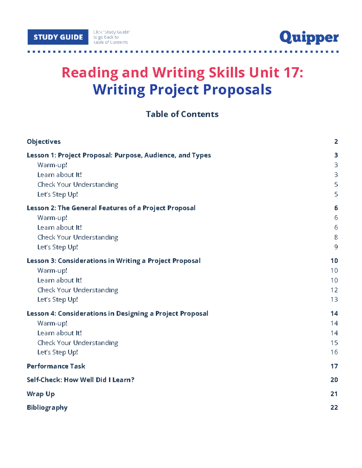 PDF RW Grade-11 Unit-17 Writing-Project-Proposals-4-topics - Reading ...