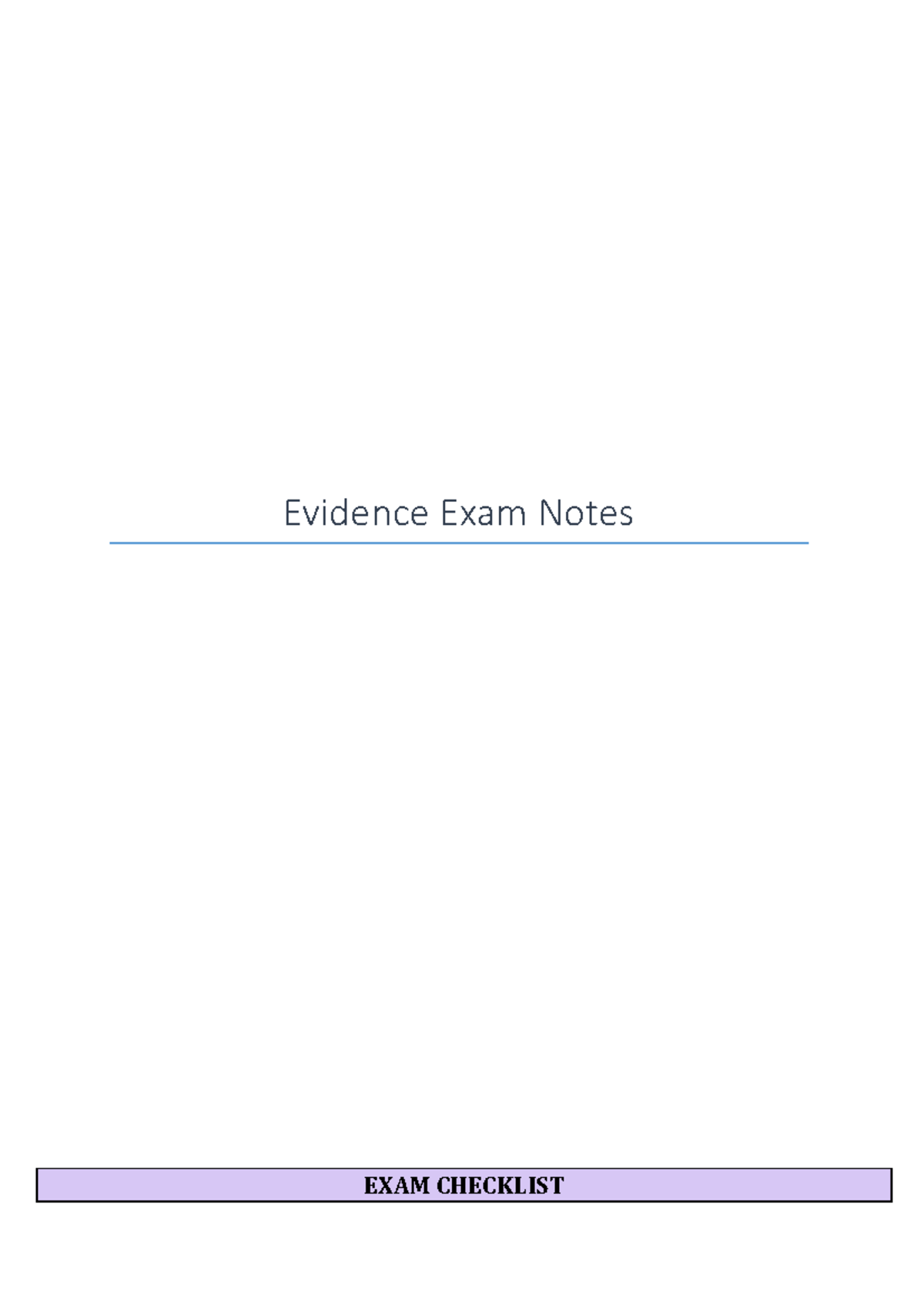 Evidence law exam notes - Evidence Exam Notes EXAM CHECKLIST 1 ...