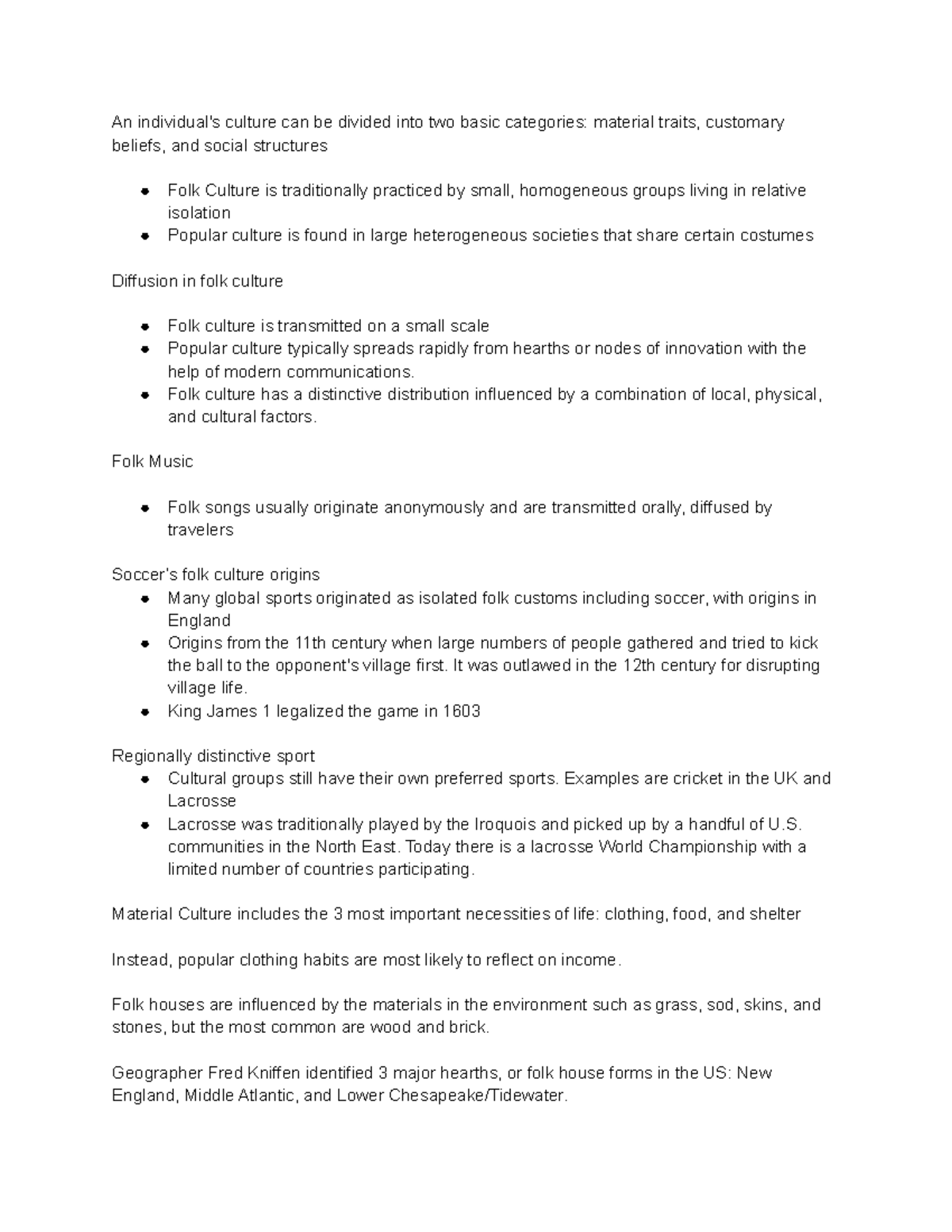 Studoc GEO 1 - Human geo notes. - An individual's culture can be ...