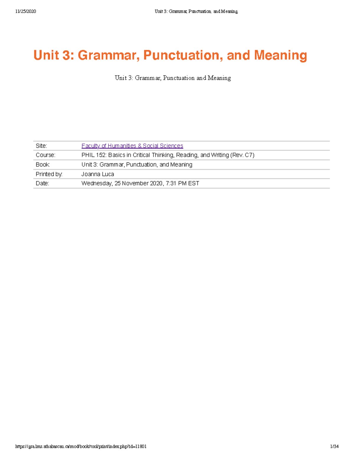 Unit 3 Grammar, Punctuation, and Meaning - Unit 3: Grammar, Punctuation ...