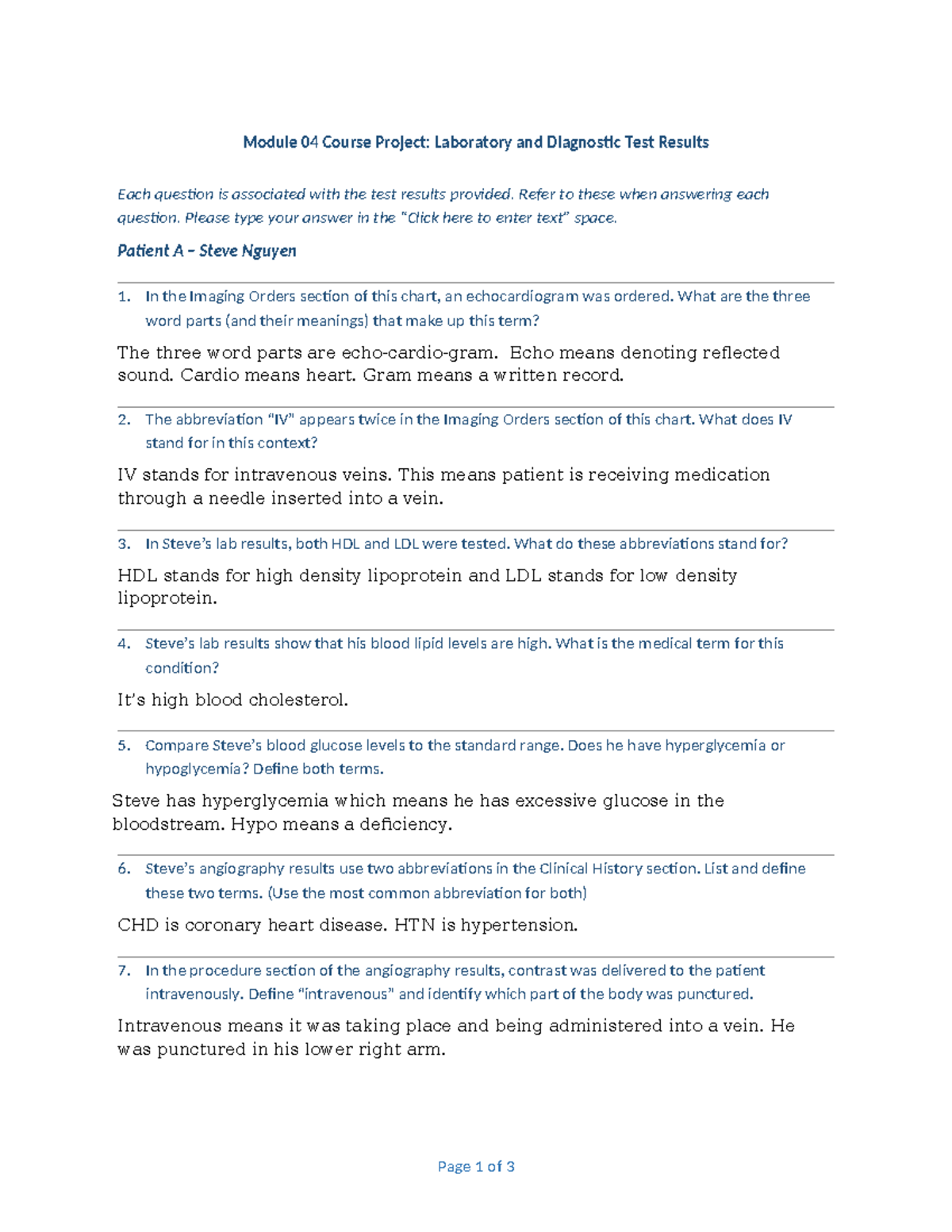 Laboratory and Diagnostic Test Results - Refer to these when answering ...