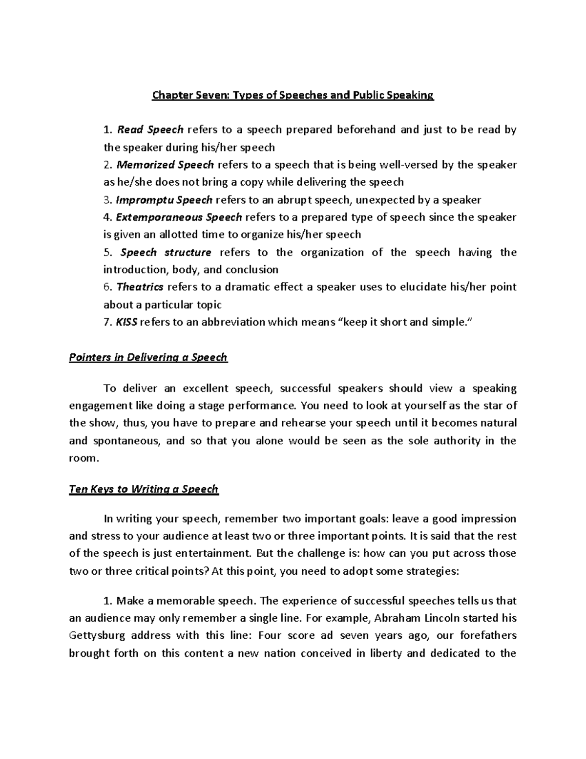 Types of Speeches and Public Speaking pdf - Chapter Seven: Types of ...