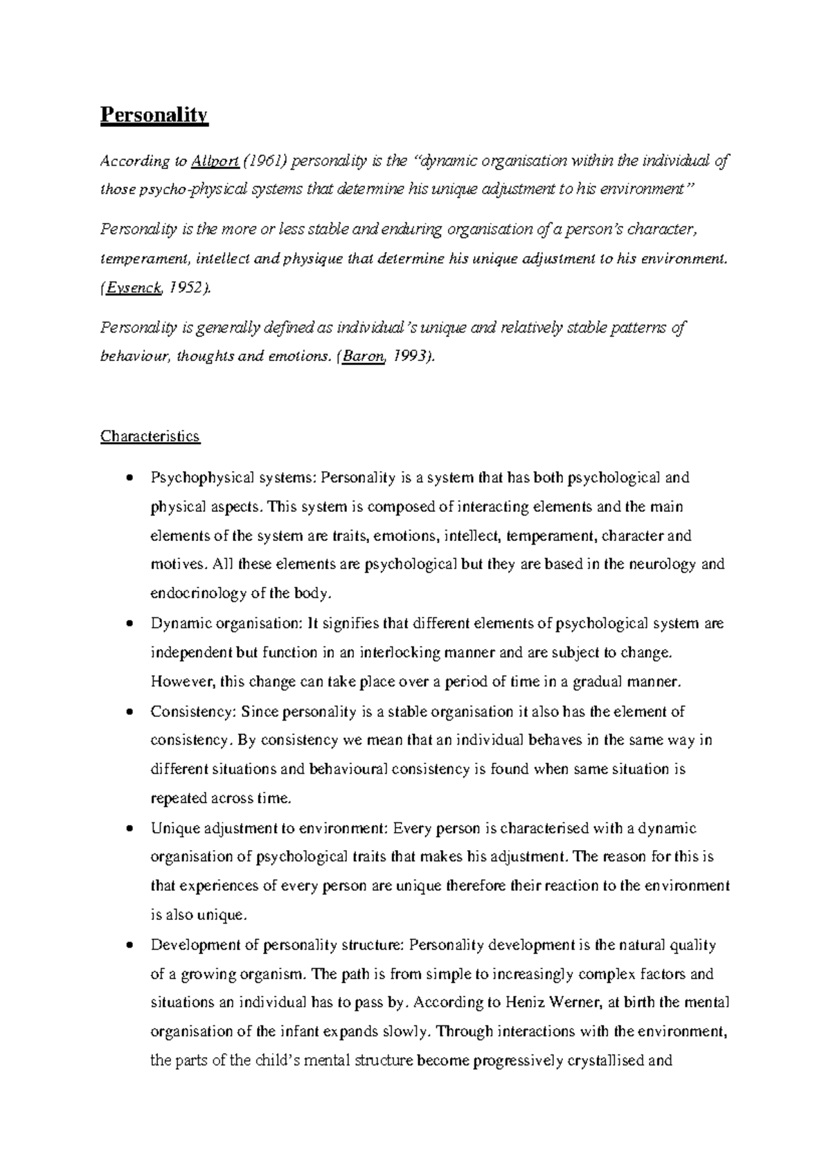 Personality Module-3 - Personality According to Allport (1961 ...