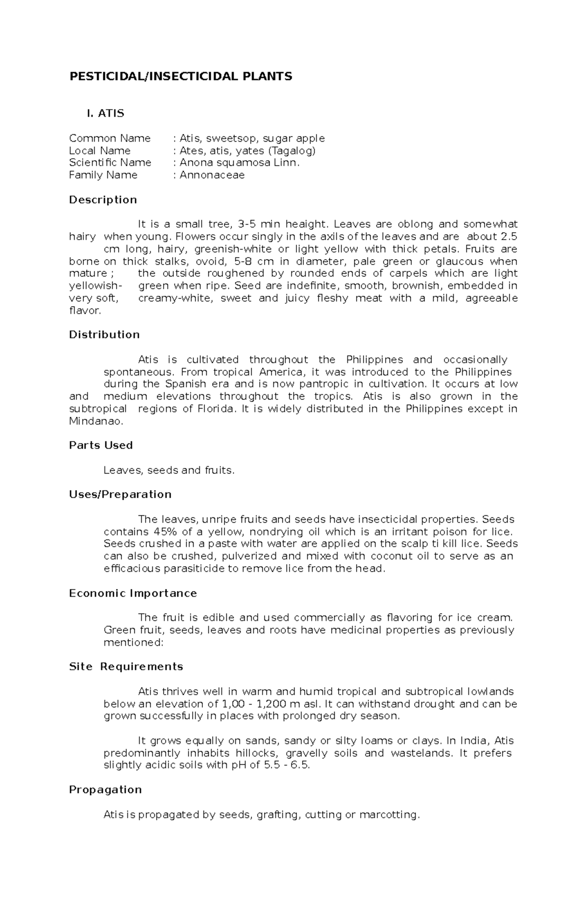 Insecticidal and Pesticidal Plants - PESTICIDAL/INSECTICIDAL PLANTS I ...