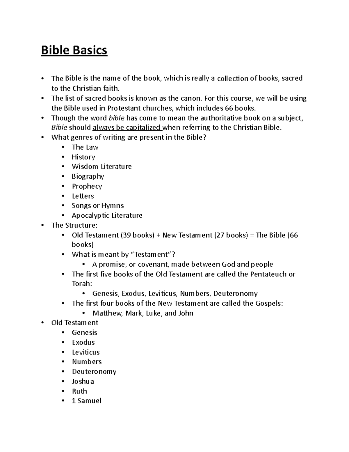 Bible Basics Powerpoint Informational notes - Bible Basics The Bible is ...