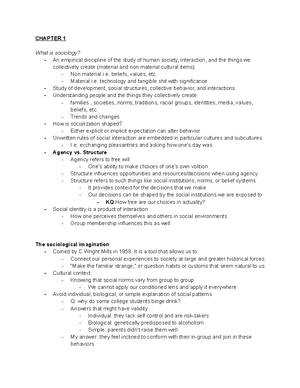 Intro to Sociology 101 Chapter 1 - CHAPTER 1 What is sociology? - An ...