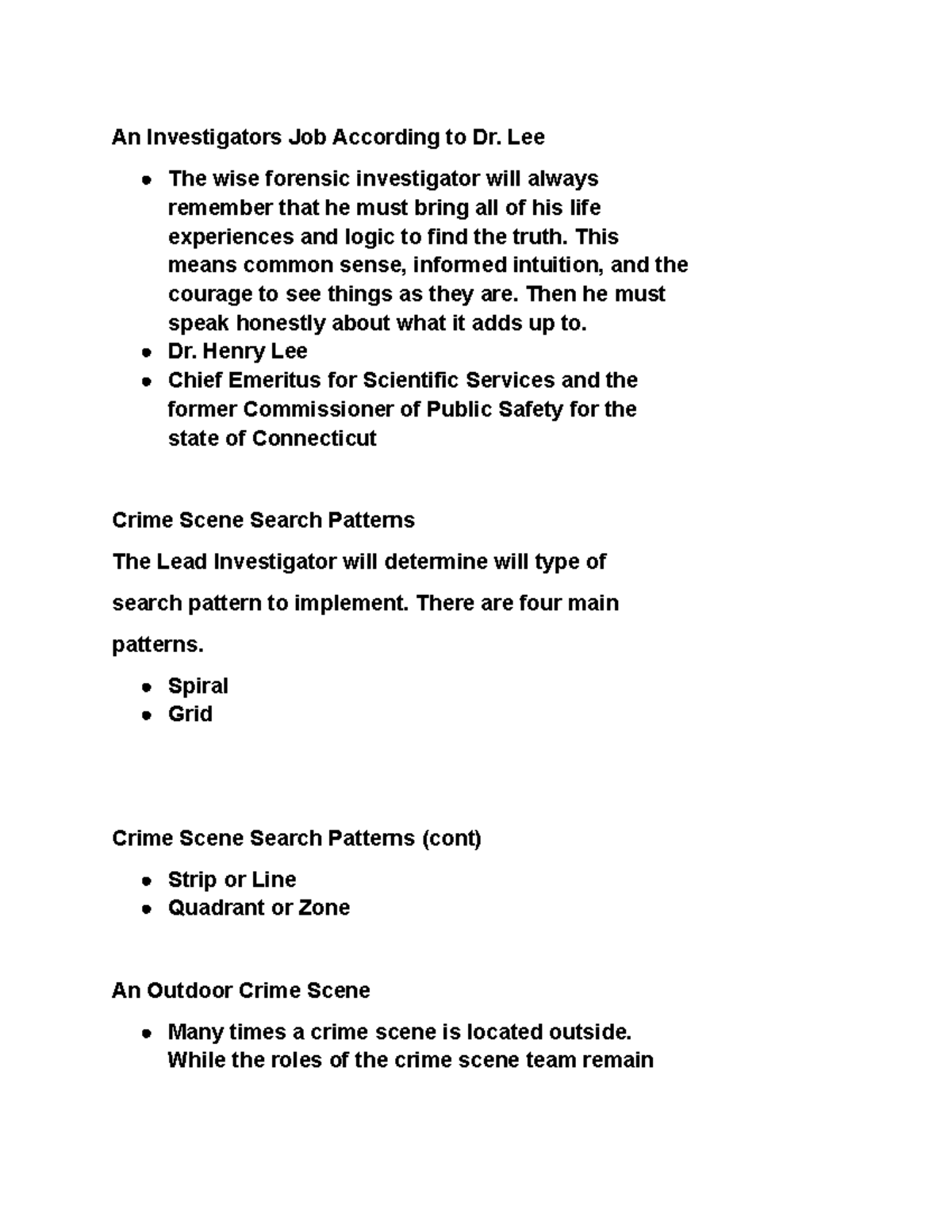 Forensic Science PP 3 - An Investigators Job According to Dr. Lee The ...