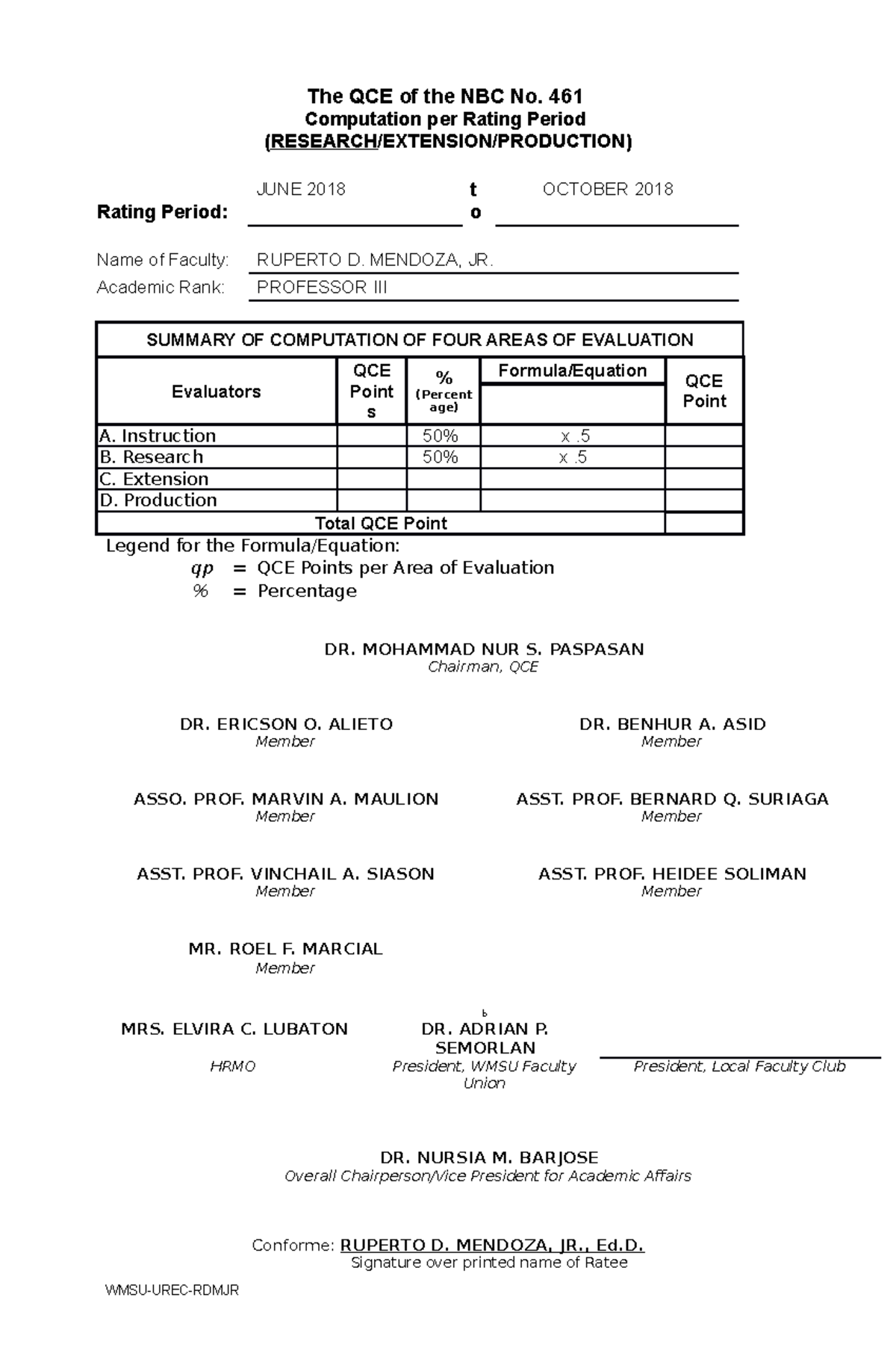Top Sheet No.4 June 2018 to October 2018 Computation per Rating Period ...