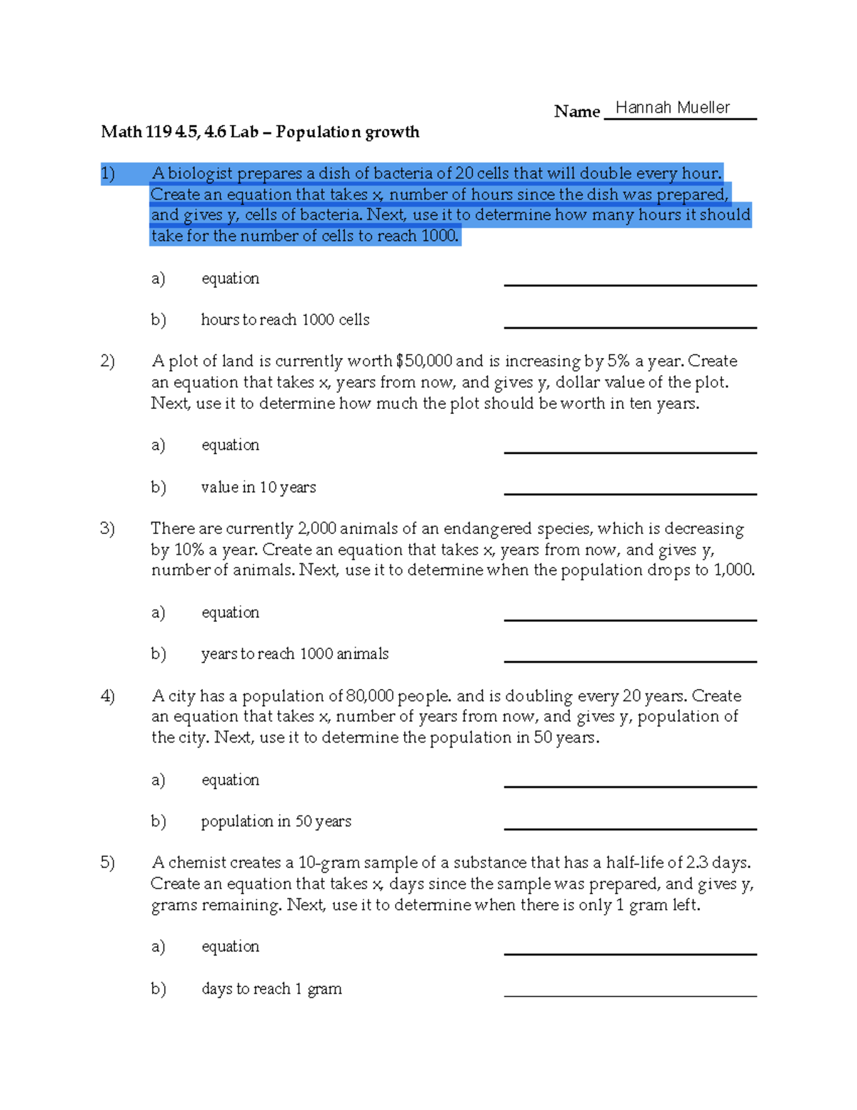 119 S20 4-16-20 4.5, 4.6 population growth lab - Name Math 119 4, 4 Lab ...