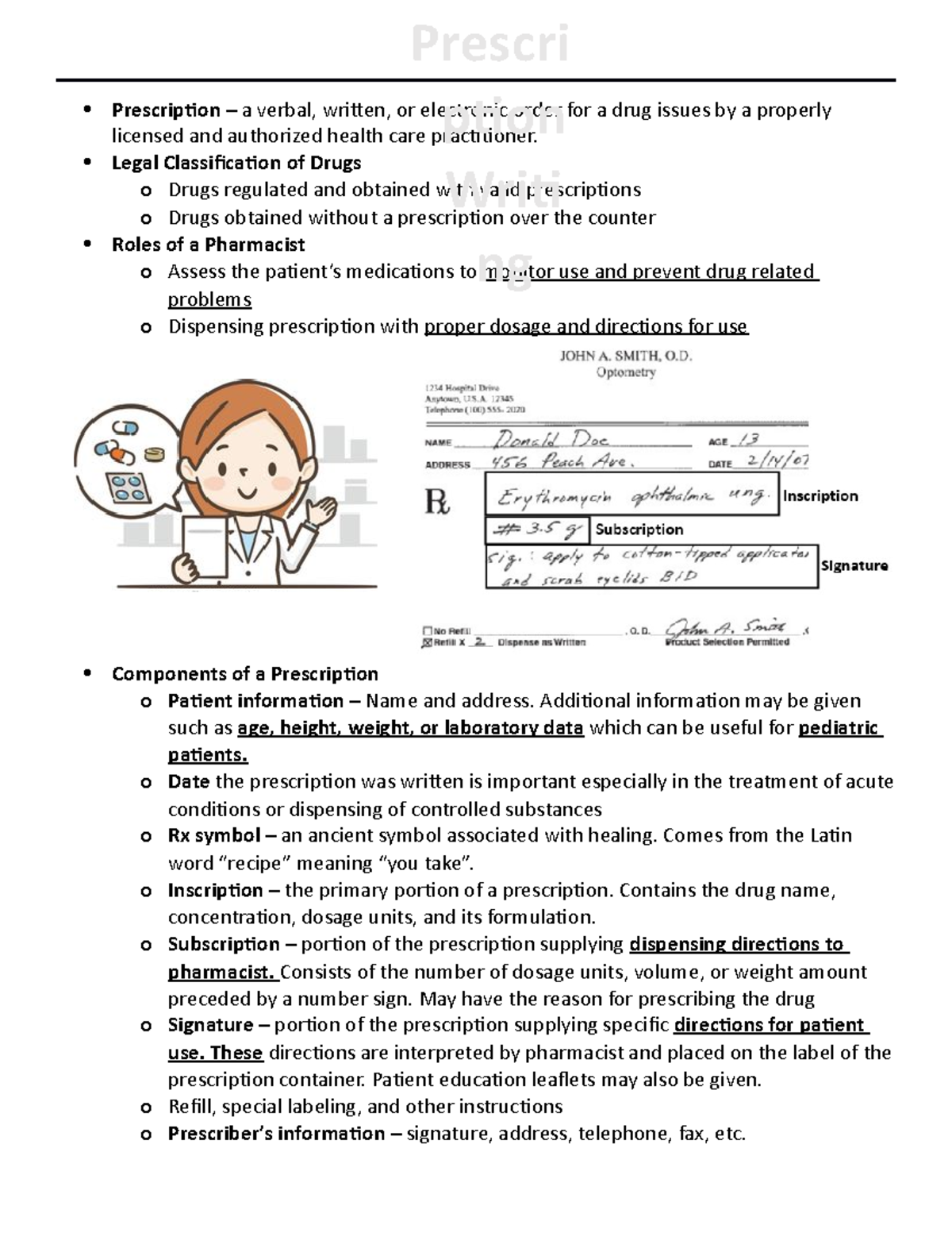 E1 Prescription Writing - Prescription – a verbal, written, or ...