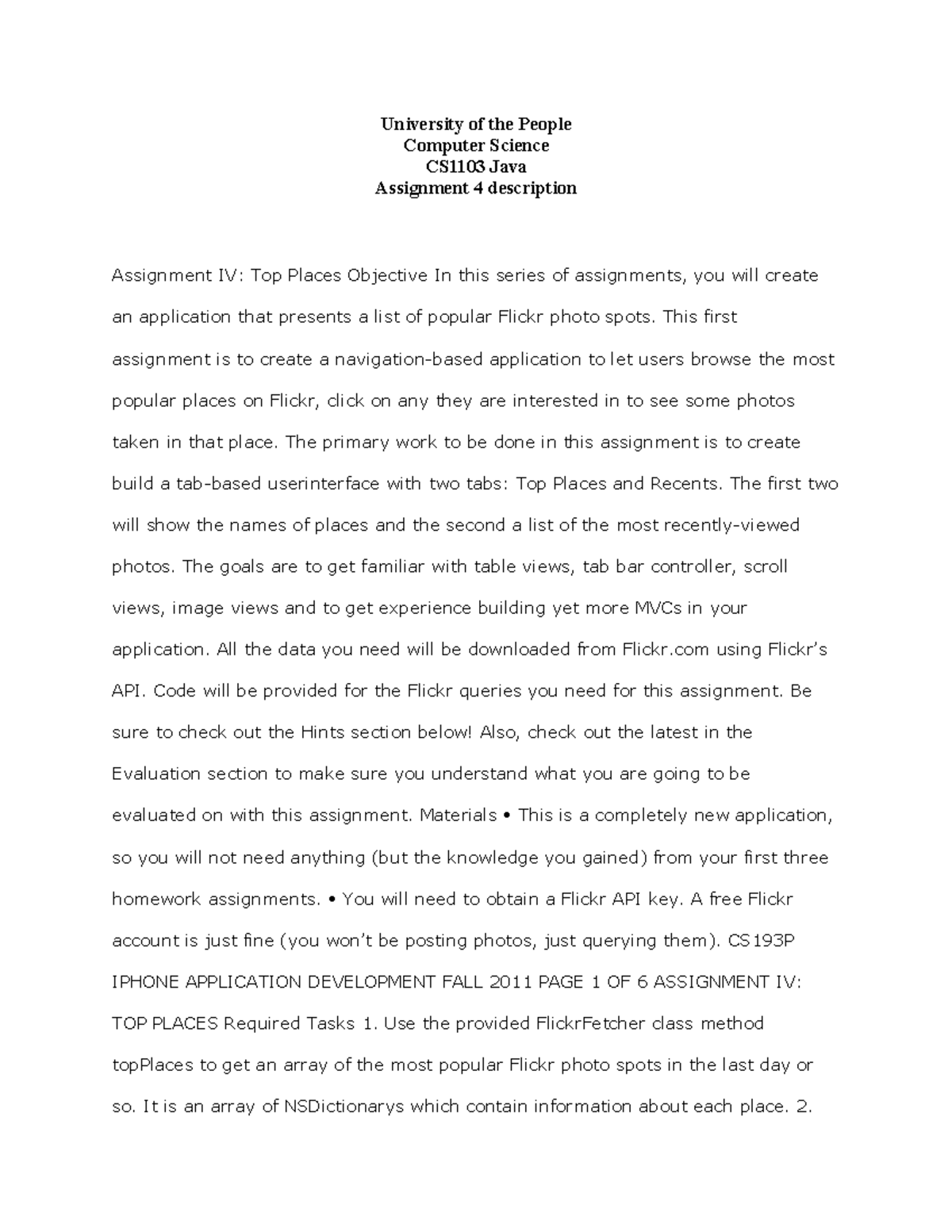 Assignment 4 University Of The People Computer Science Cs1103 Java Assignment 4 Description