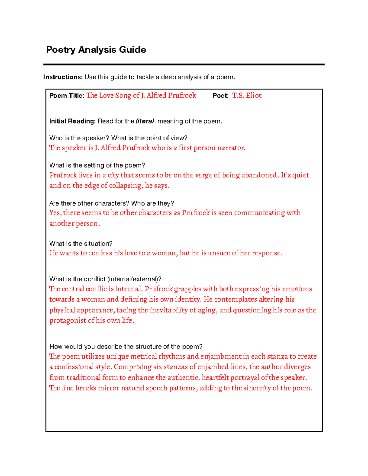 06.07 Love Song or Not - assignment - Poetry Analysis Guide ...