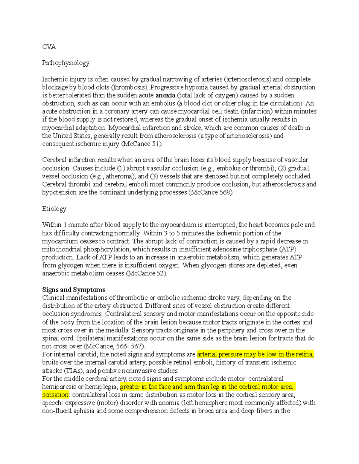 CVA patho - CVA Pathophysiology Ischemic injury is often caused by ...