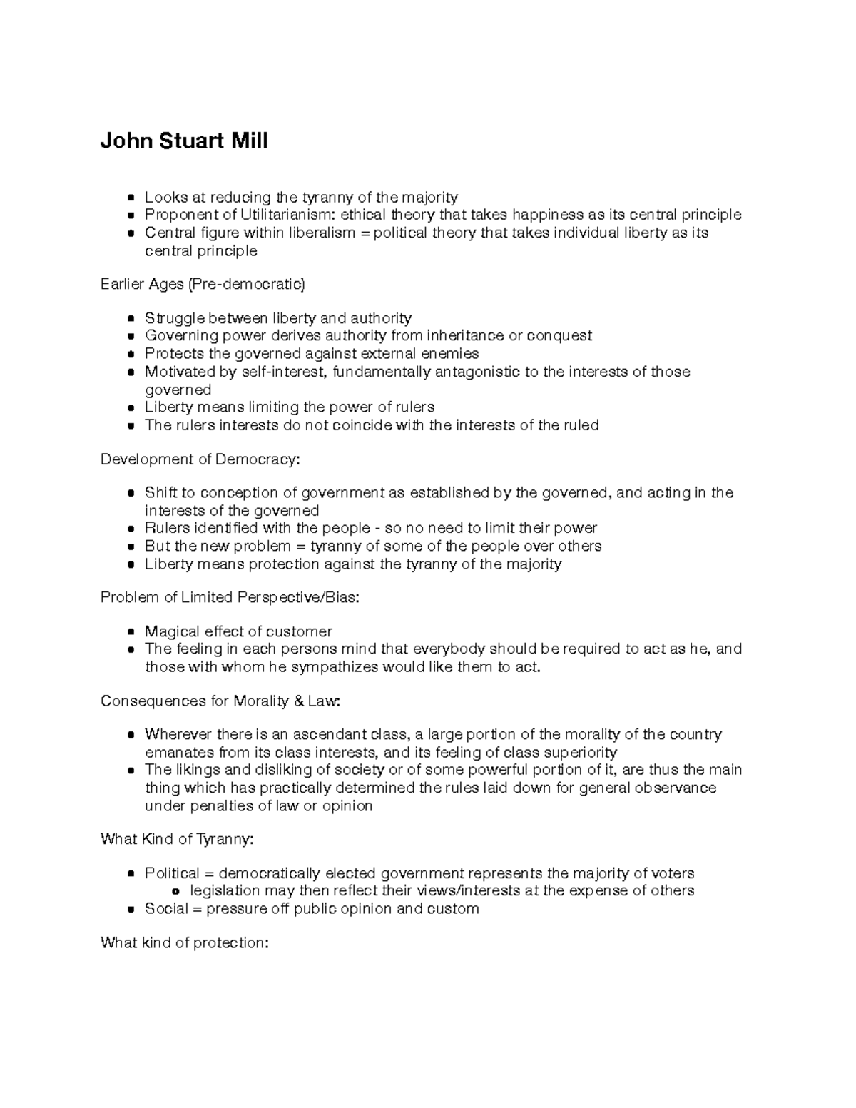 Lecture notes, John Stuart Mill - John Stuart Mill Looks at reducing ...