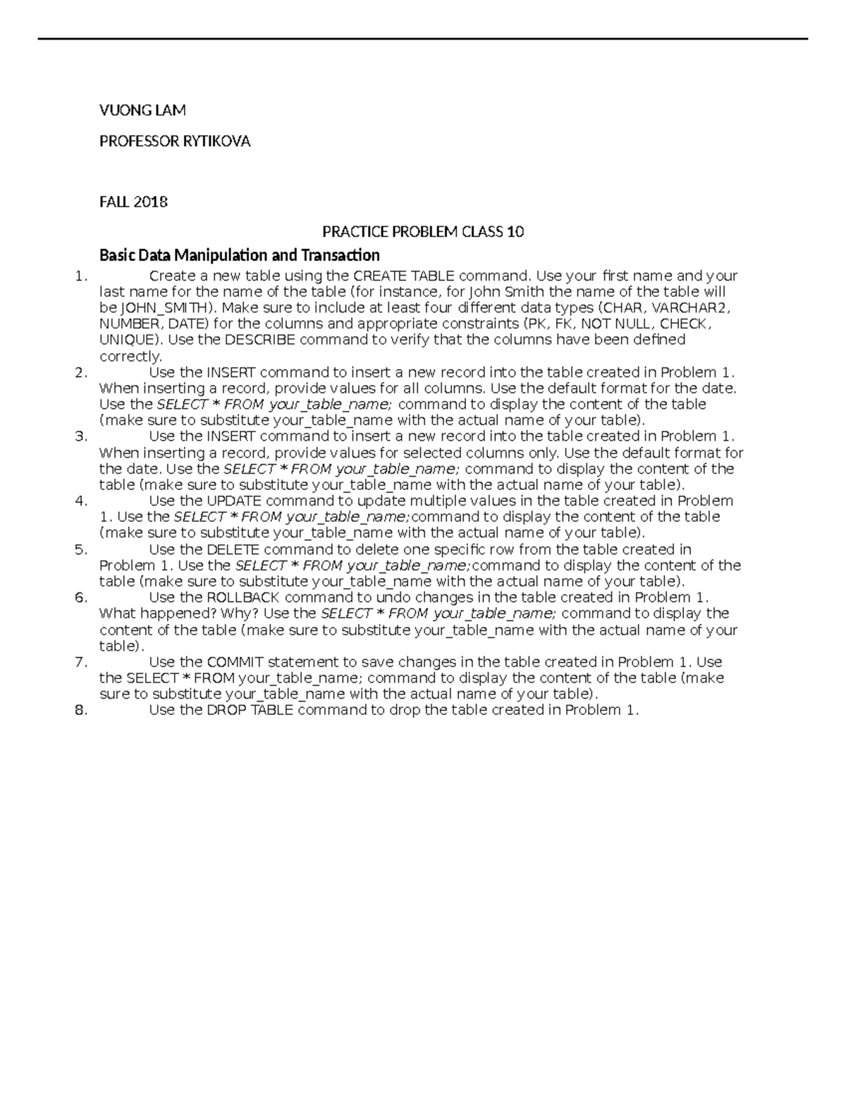 Sql Data Manipulation And Transaction Control Restrict Rows And Sorting Data Vuong Lam
