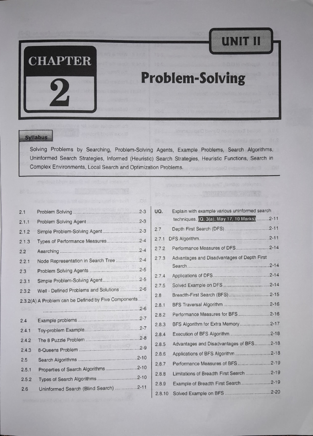 AI unit 2 - Insem notes - CHAPTER Problem-Solving Solving Problems by ...