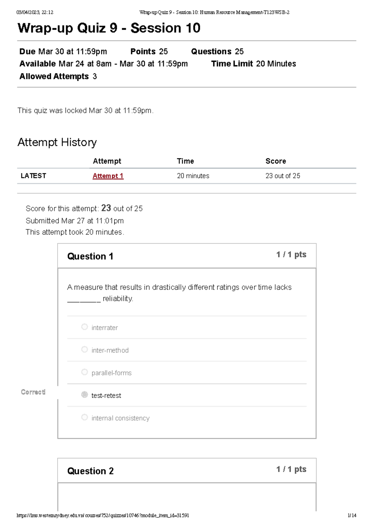 Wrap-up Quiz 9 - Session 10_ Human Resource Management-T123WSB-2 - Wrap-up Quiz 9 - Session 10 ...