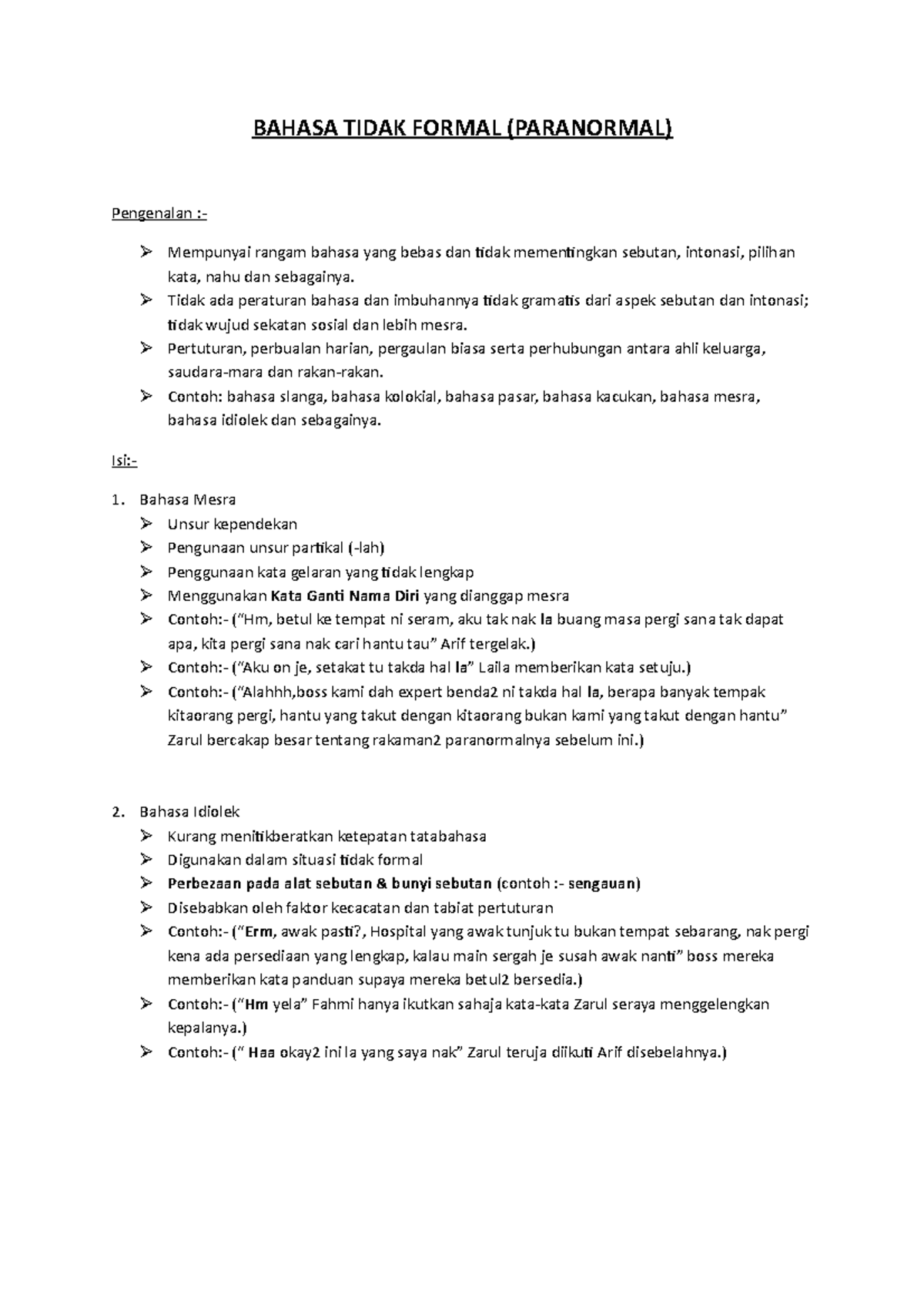 Bahasa Tidak Formal - BAHASA TIDAK FORMAL (PARANORMAL) Pengenalan ...