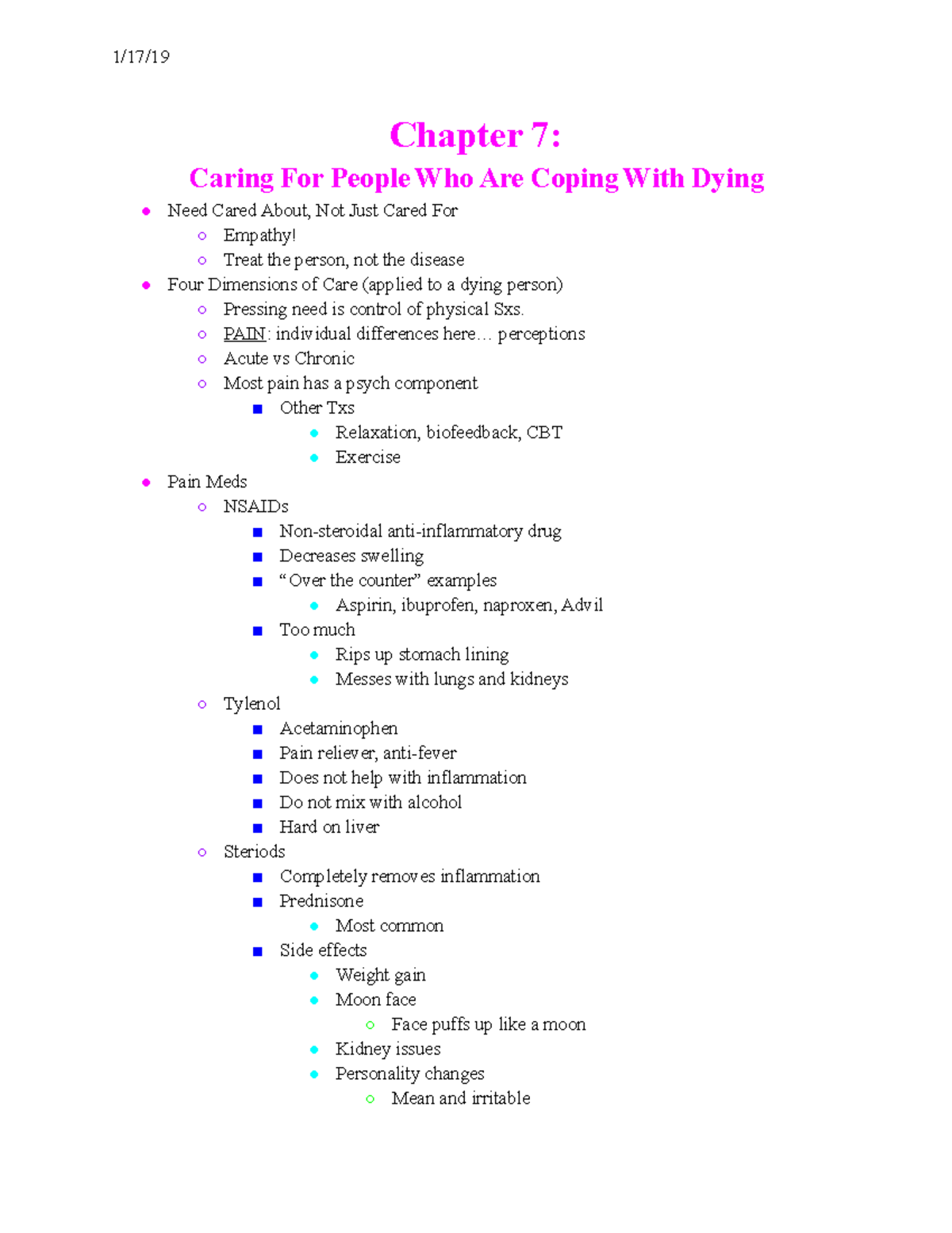 Chapter 7 - Death and Dying - 1/17/19 Chapter 7: Caring For People Who ...