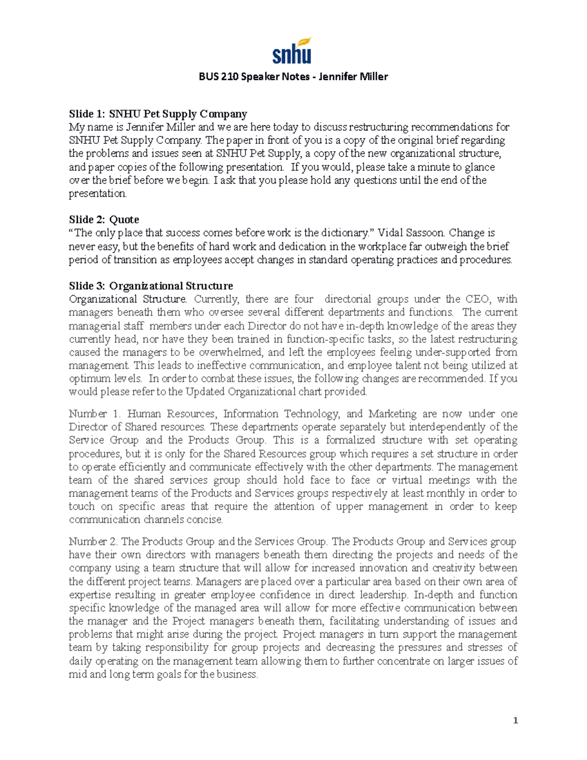 BUS 210 Speaker Notes Template - BUS 210 Speaker Notes - Jennifer ...