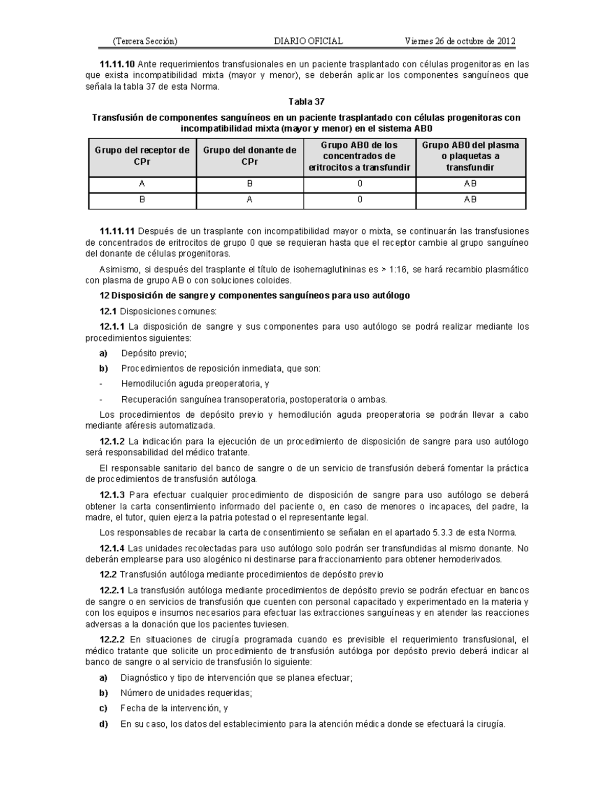 NOM-253-SSA1-2012 Para la disposicion de sangre humana y sus ...