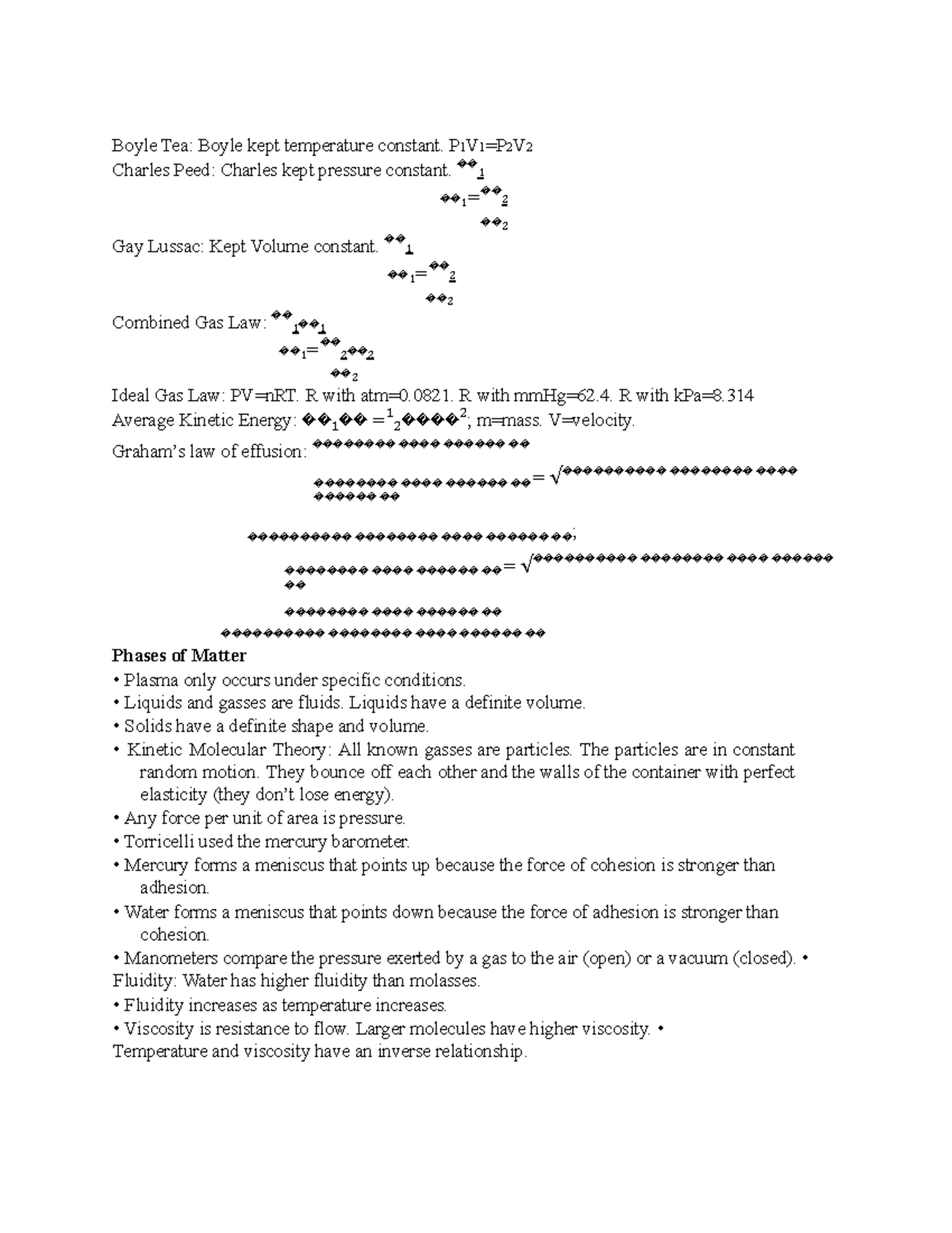 Gas Laws Study Guide - Boyle Tea: Boyle kept temperature constant. P 1 ...