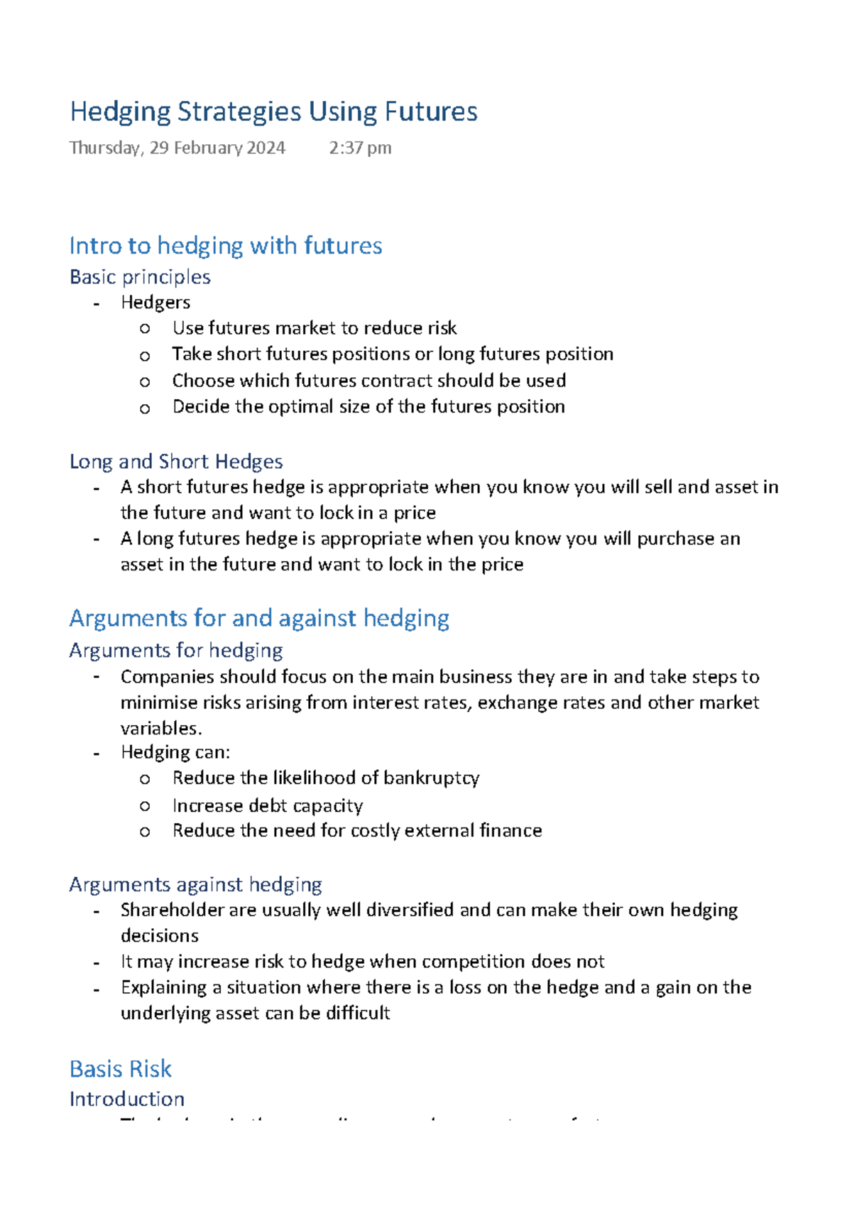 Hedging Strategies Using Futures - Intro to hedging with futures Basic ...