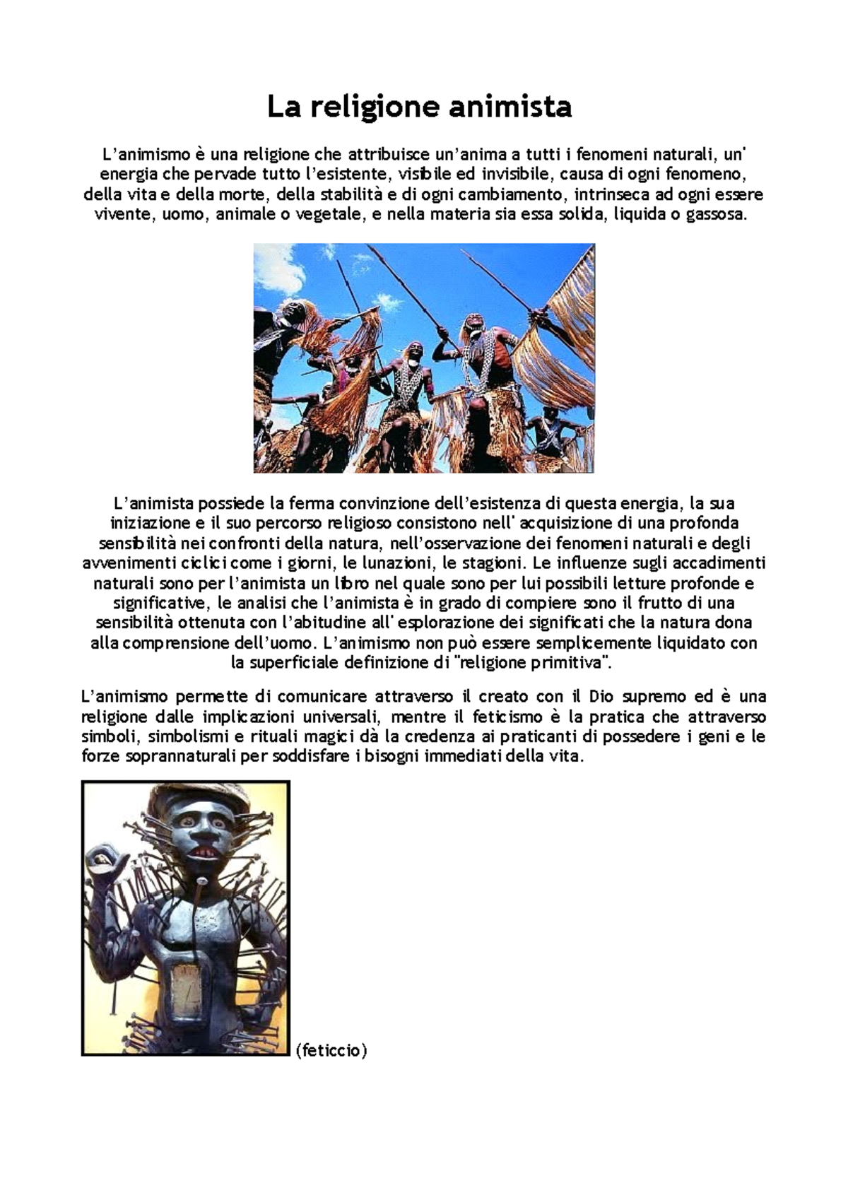 Animismo africano e l'aftrica - La religione animista L’animismo è una ...