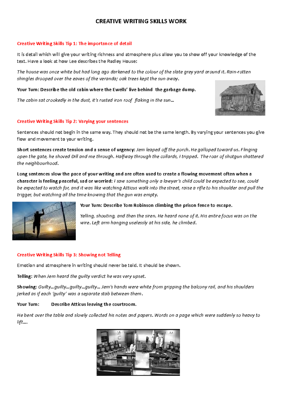 Creative Writing Skills Worksheet - CREATIVE WRITING SKILLS WORK ...