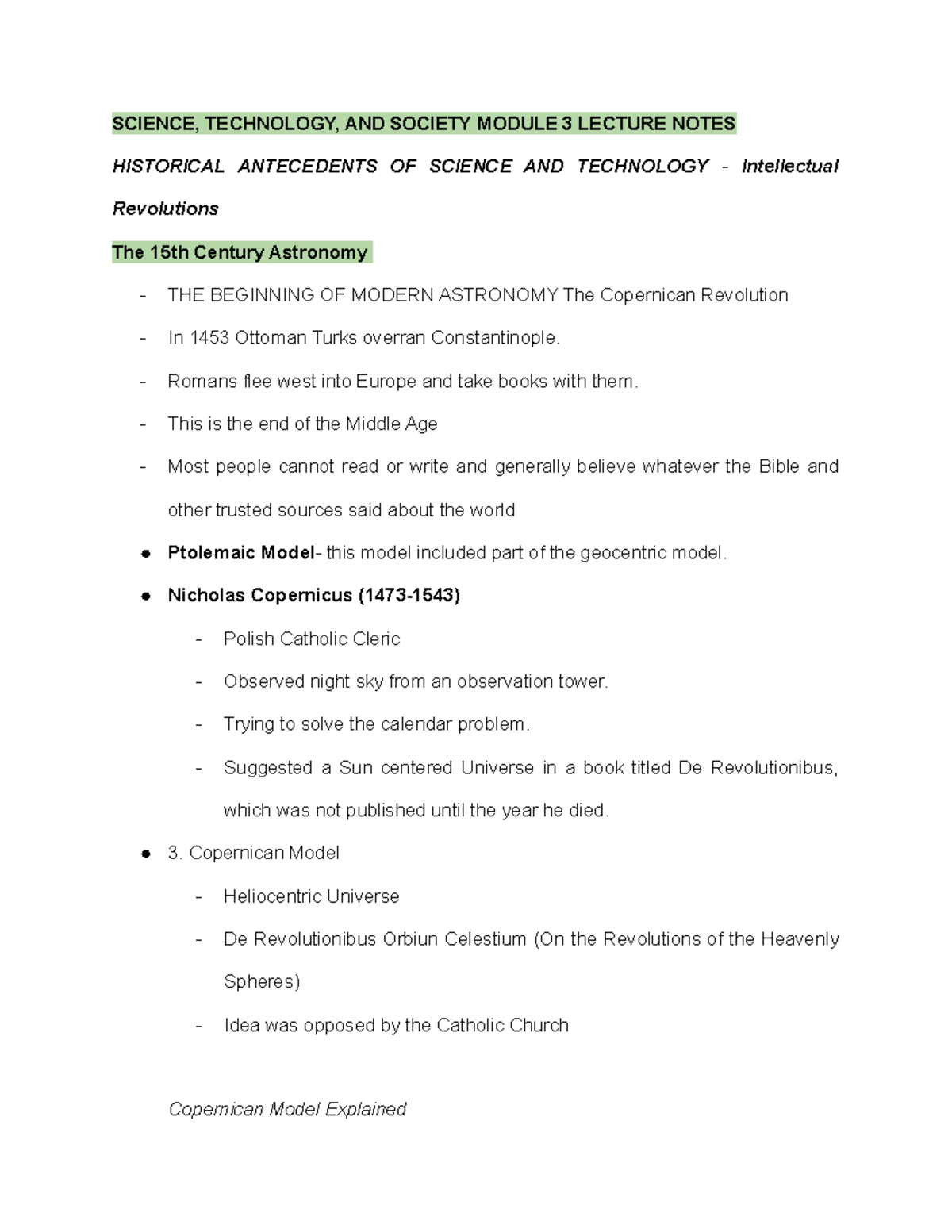 Science, Technology, AND Society Module 3 Lecture Notes - SCIENCE ...