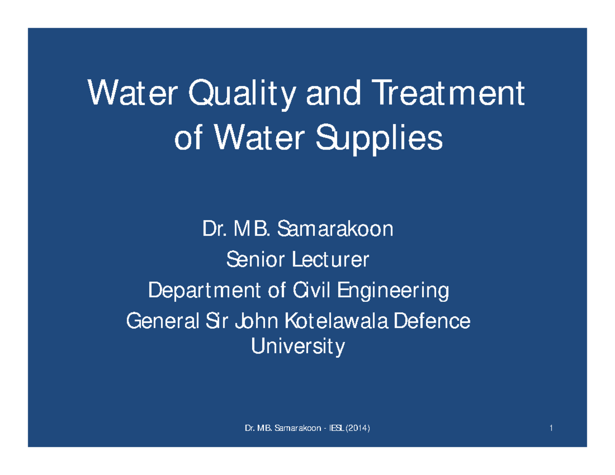Introduction of waste water treatment of civil engineeering - Water ...