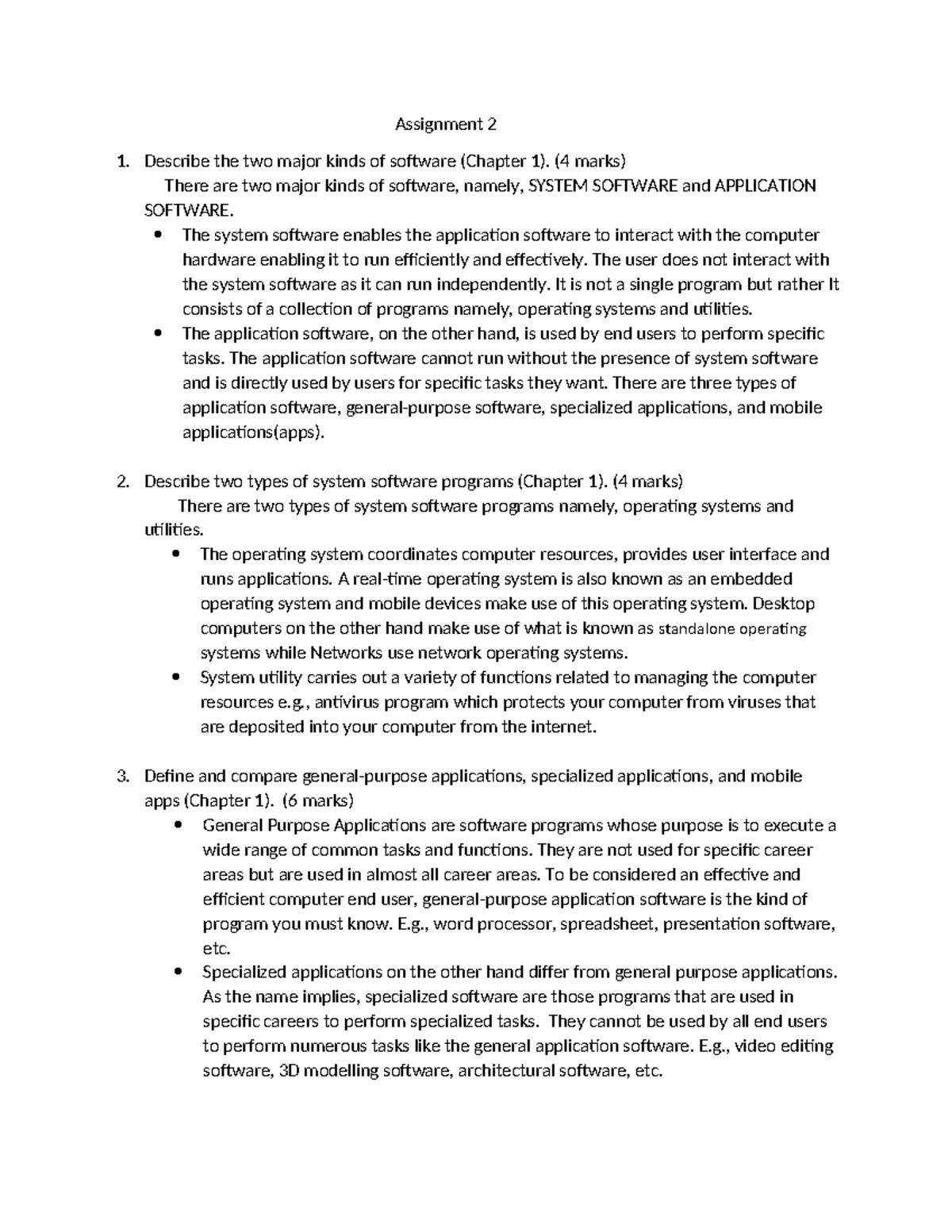 Assignment 2 Comp 1047 Assignment 2 Describe The Two Major Kinds Of Software Chapter 1 4 2110
