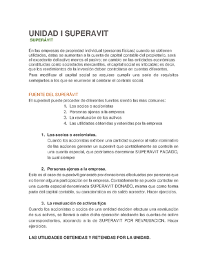 Apuntes Unidad I - UNIDAD I Estudio del superávit. I CONCEPTO Y ...