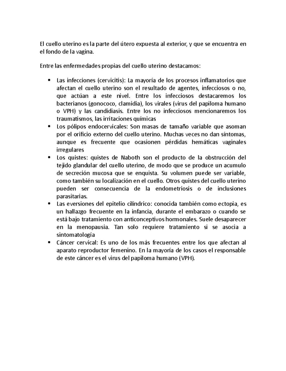 Patologia cervix - El cuello uterino es la parte del útero expuesta al ...