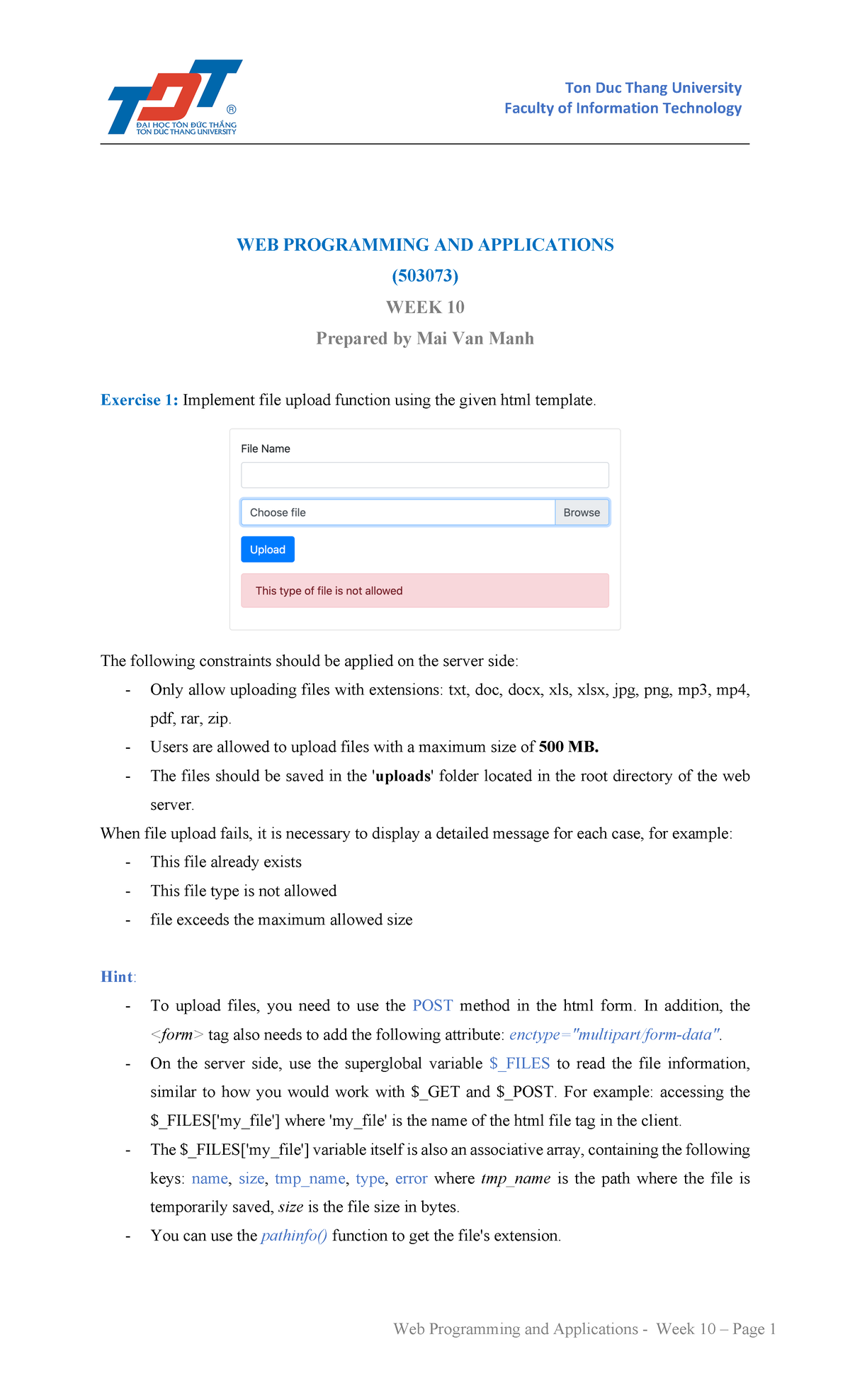 Lab10 - Faculty of Information Technology WEB PROGRAMMING AND ...