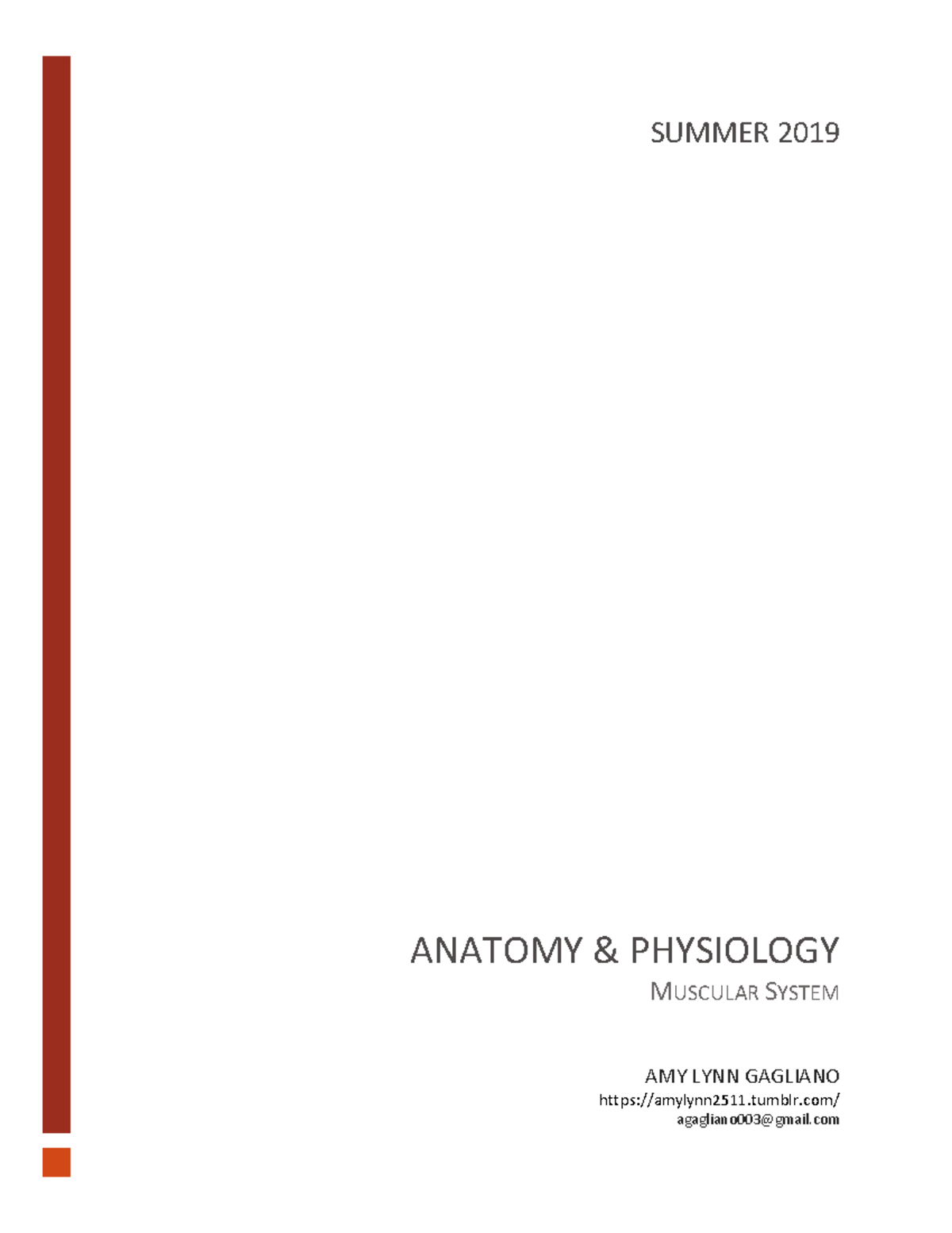 Muscular System - PDF study guides by Amy include charts, labeled ...