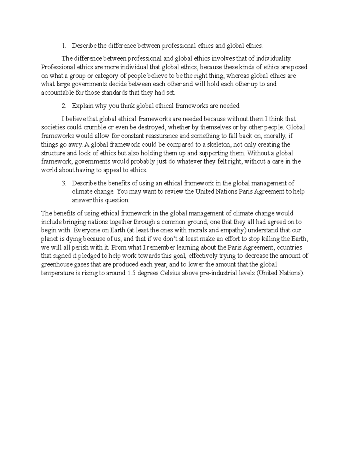 PHL218 Mod1 Short Paper - Describe the difference between professional ...